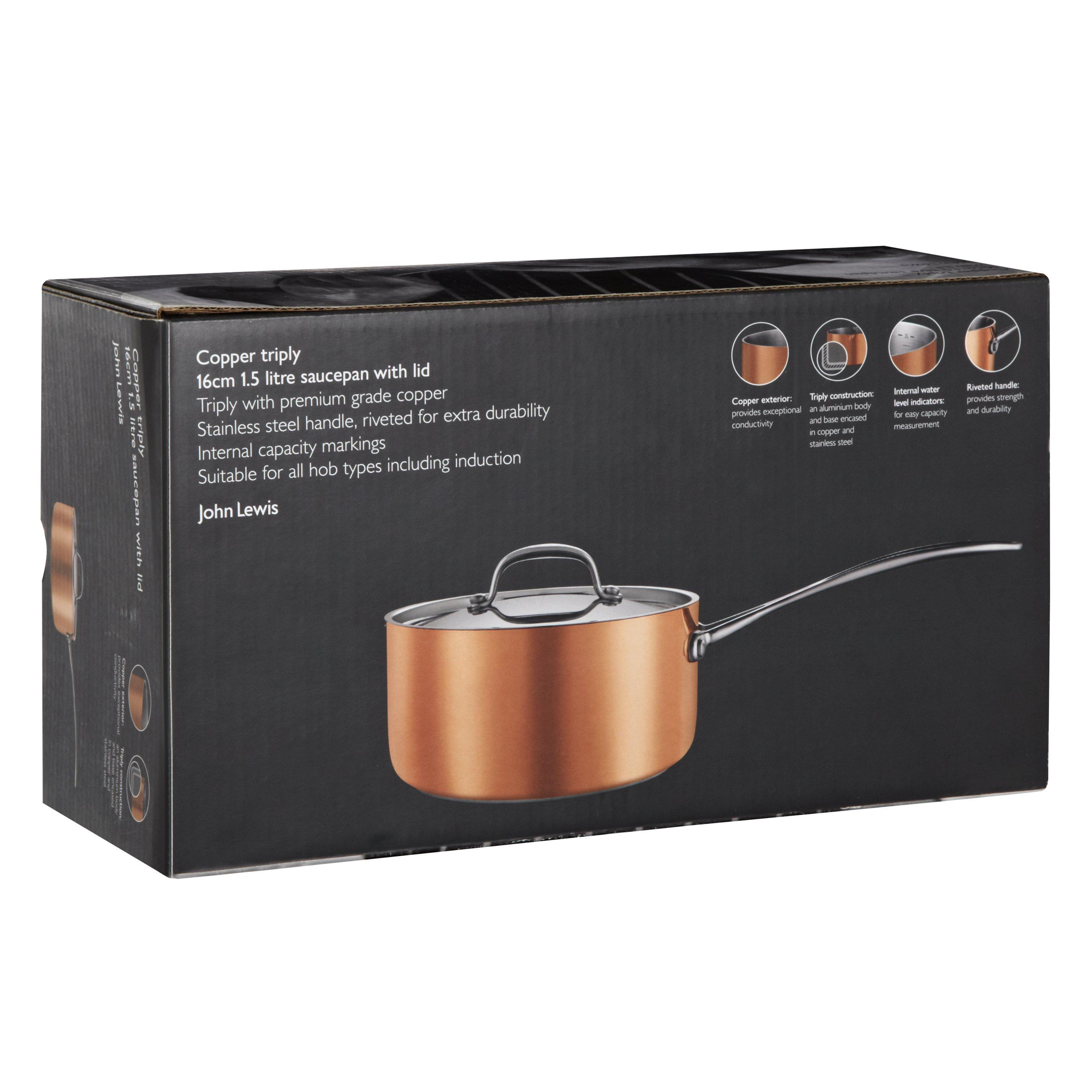 John Lewis Copper Lidded Saucepans