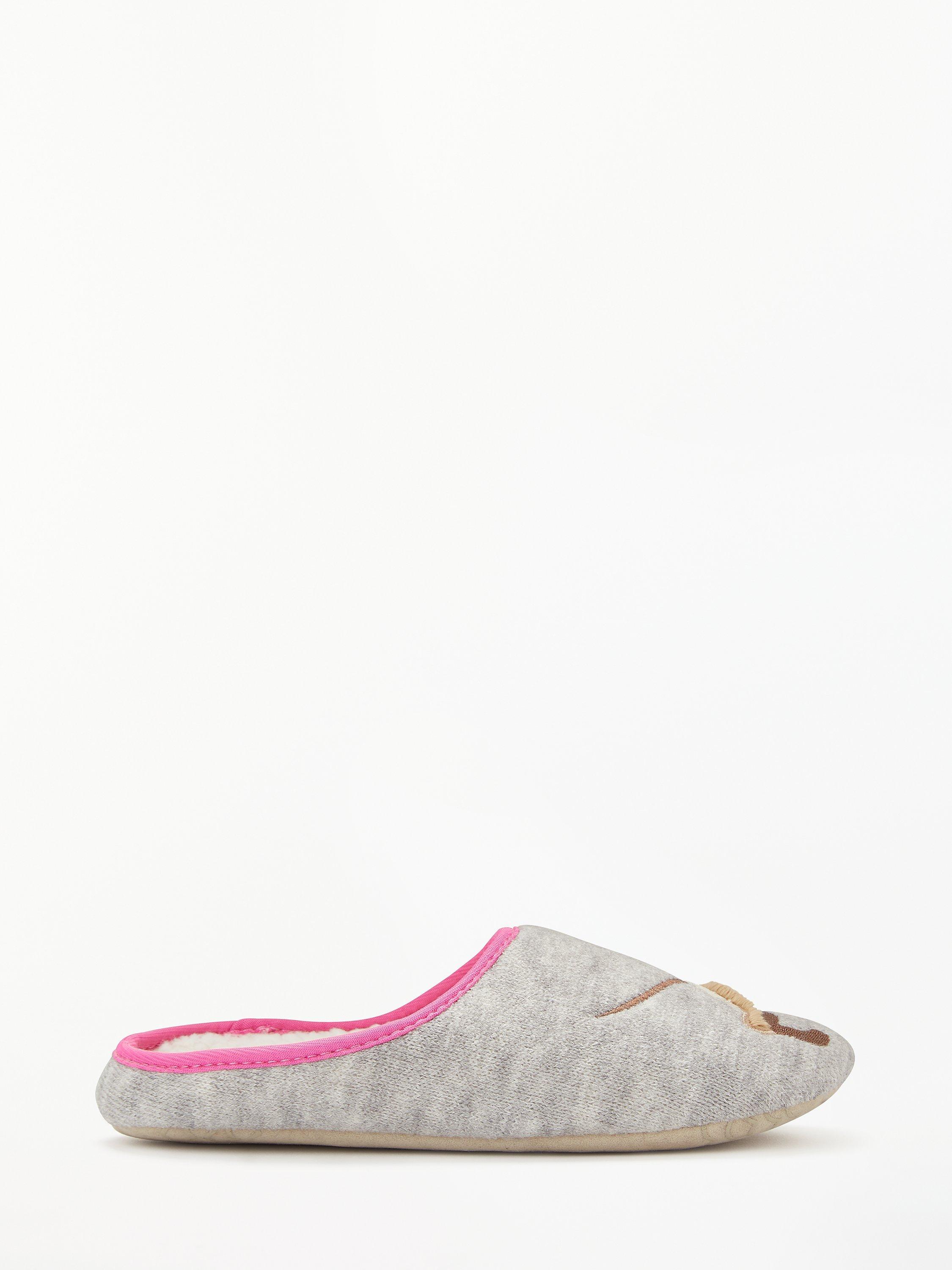 John Lewis & Partners Sausage Dog Knit Mule Slippers, Grey