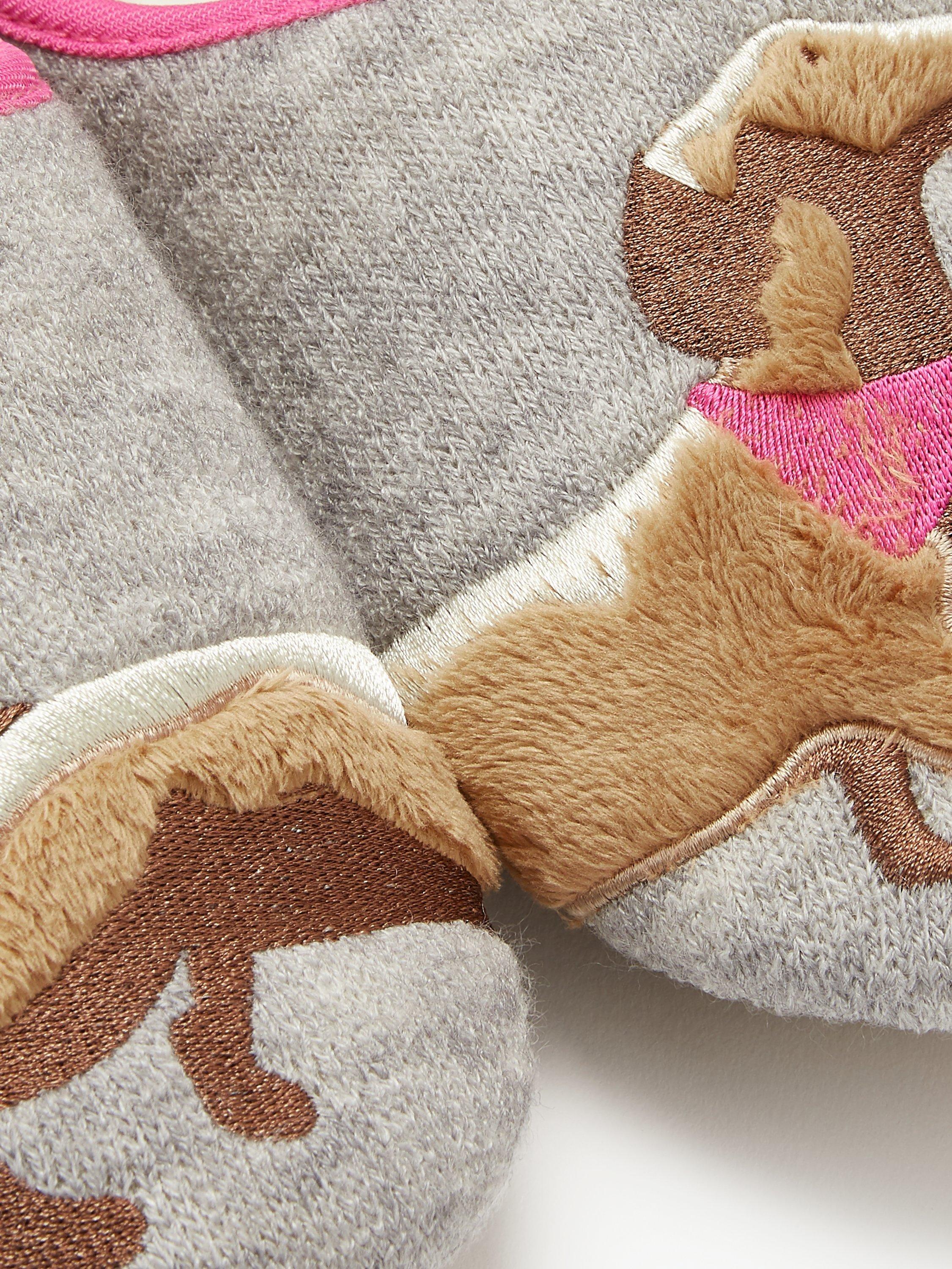 John Lewis & Partners Sausage Dog Knit Mule Slippers, Grey