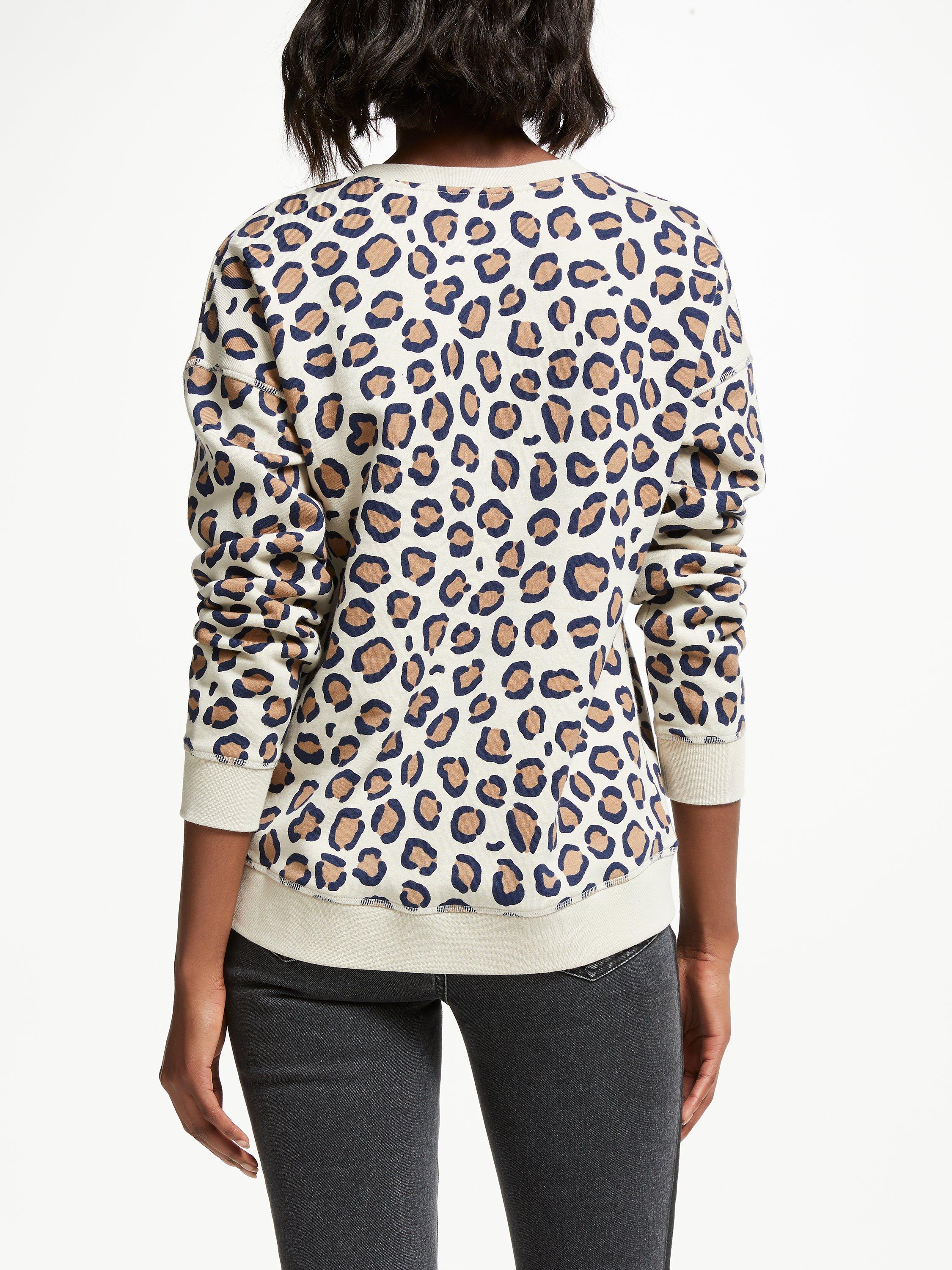 Boden Arabella Animal Print Luxe Sweatshirt, Leopard