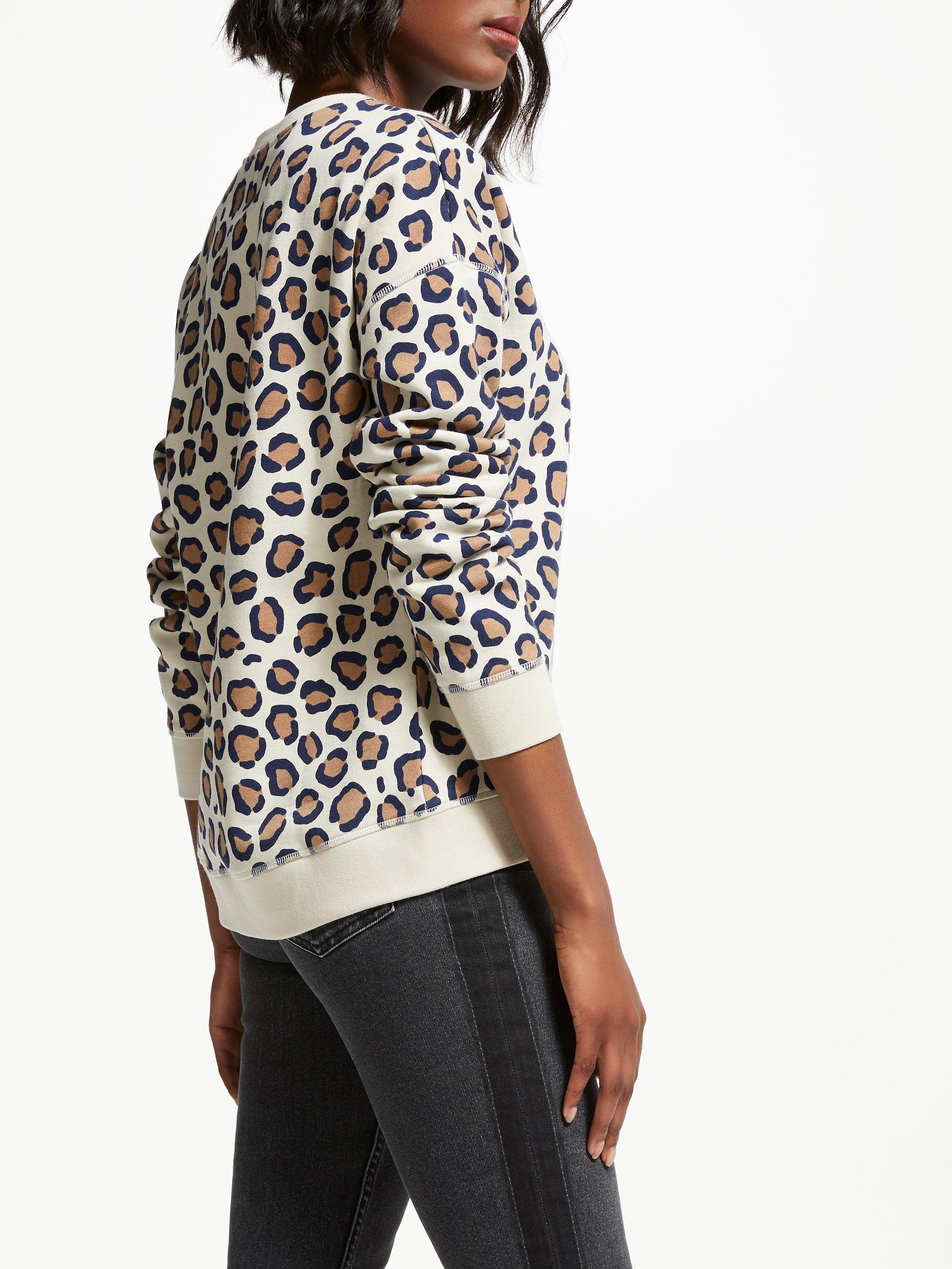 Boden Arabella Animal Print Luxe Sweatshirt, Leopard