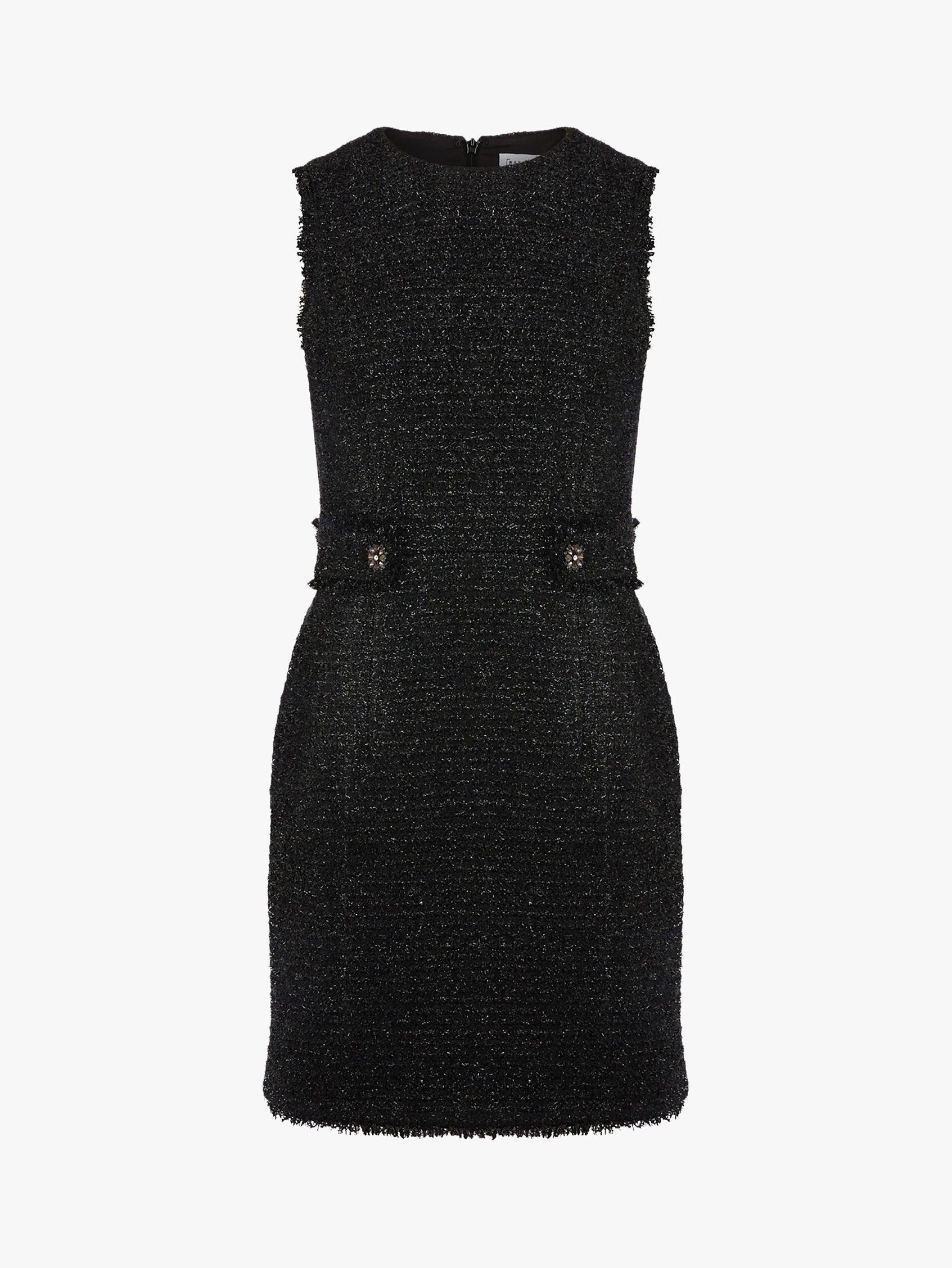 Warehouse Sparkle Tweed Pinafore Dress, Black
