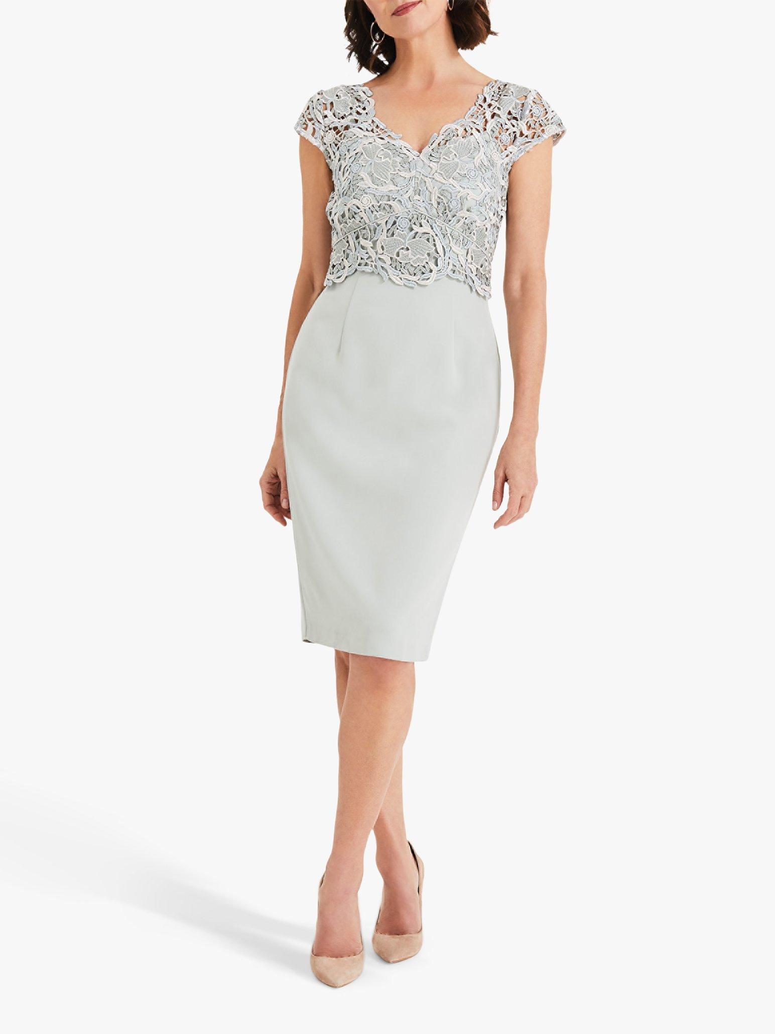 Phase Eight Ellise Lace Dress, Duck Egg