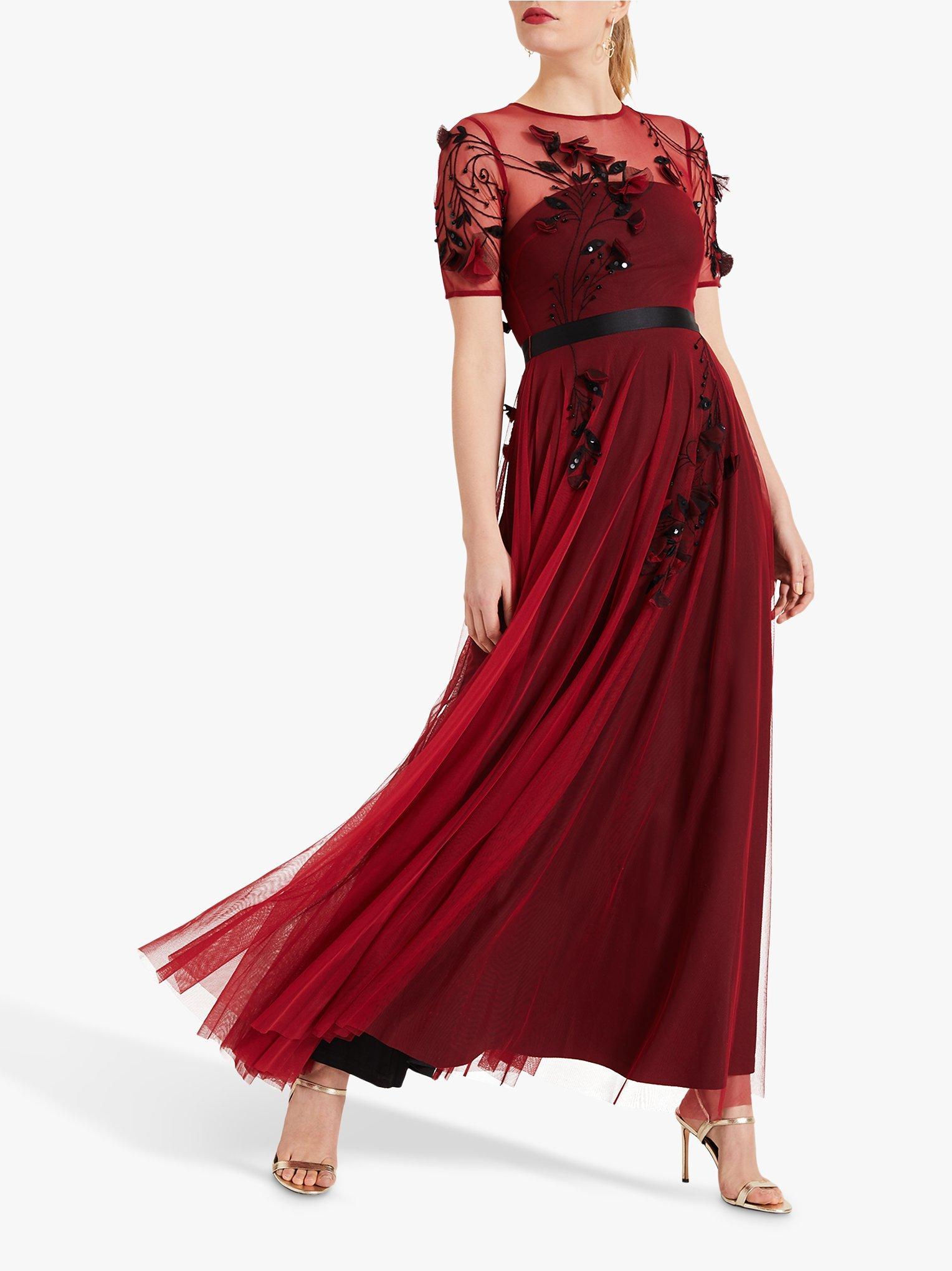 Phase Eight Collection 8 Anna Embroidered Maxi Dress, Brick Red/Black
