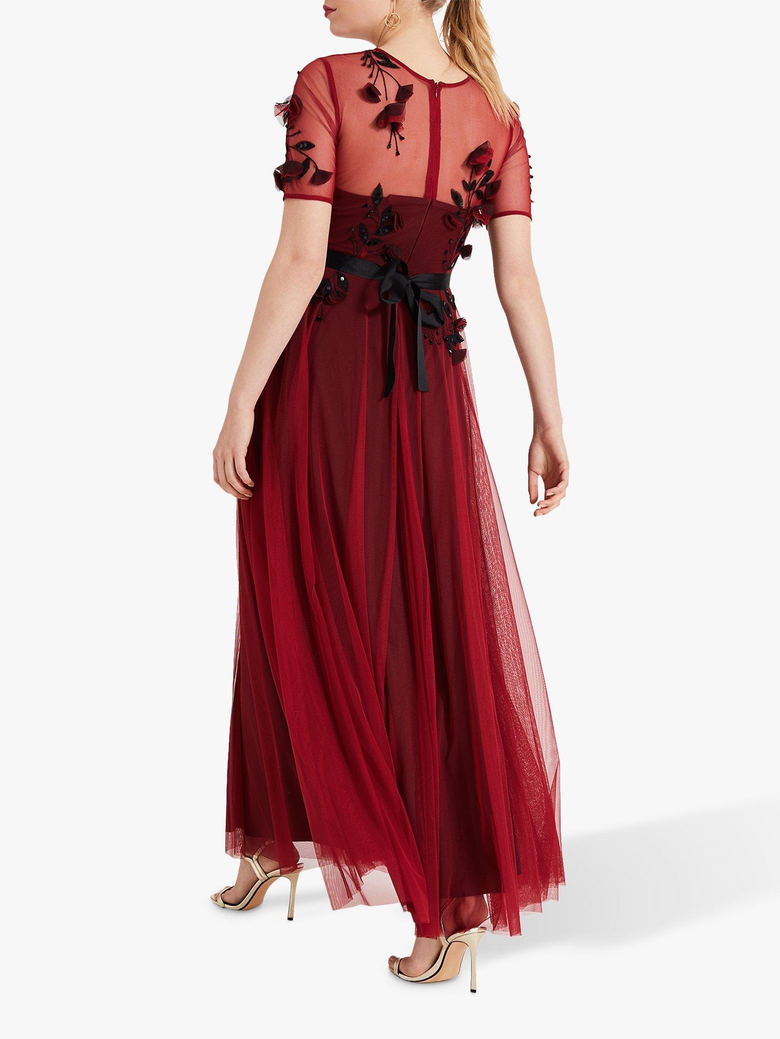 Phase Eight Collection 8 Anna Embroidered Maxi Dress, Brick Red/Black