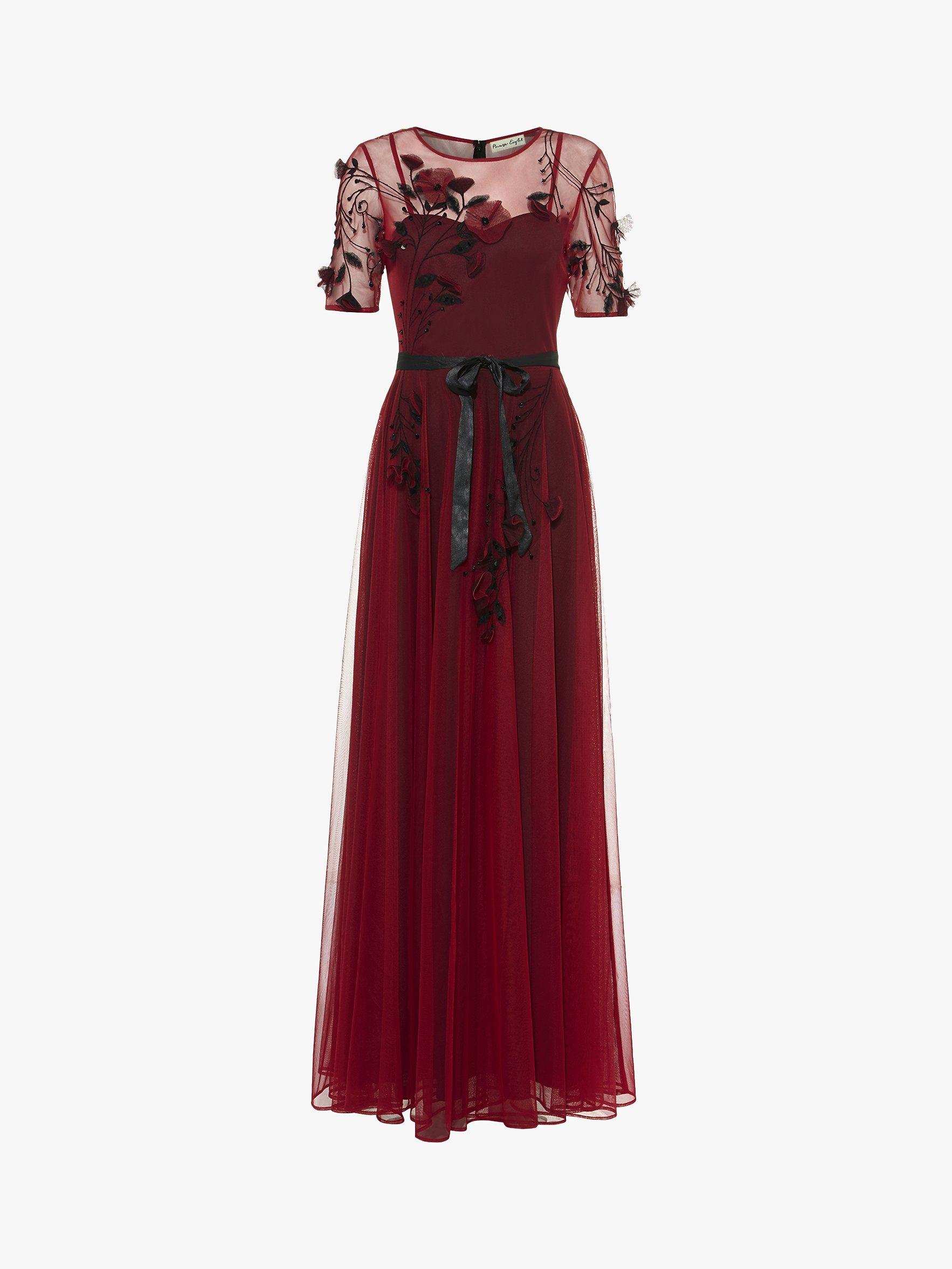 Phase Eight Collection 8 Anna Embroidered Maxi Dress, Brick Red/Black