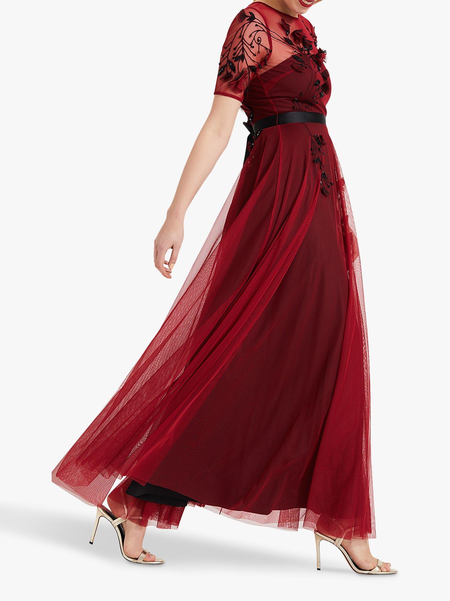 Phase Eight Collection 8 Anna Embroidered Maxi Dress, Brick Red/Black