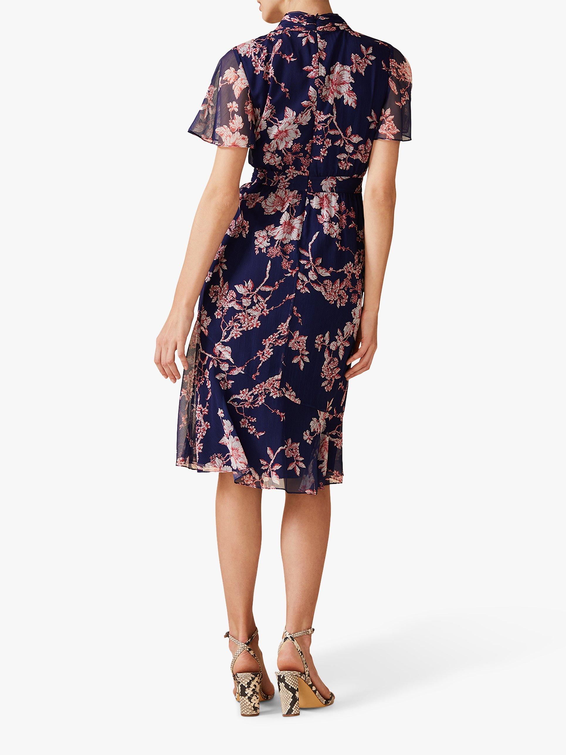 Phase Eight Maya Printed Georgette Dress, Lapis/Multi