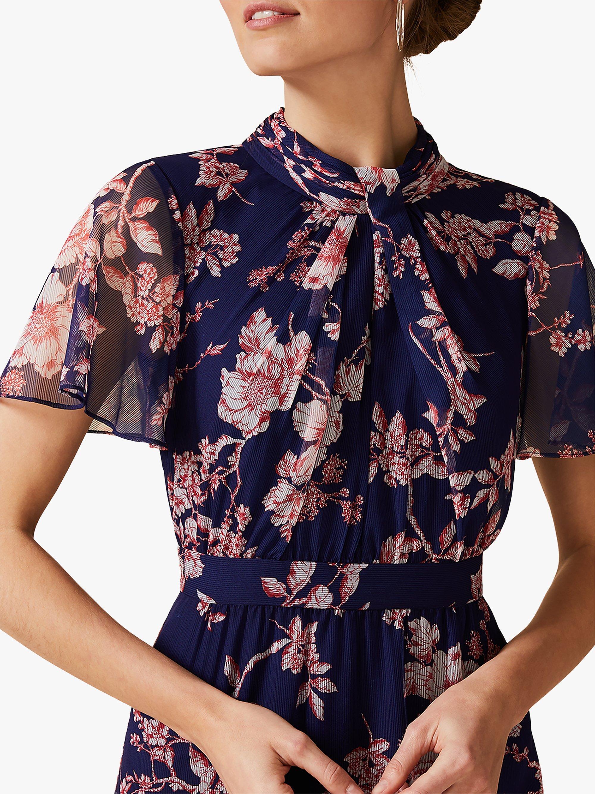 Phase Eight Maya Printed Georgette Dress, Lapis/Multi