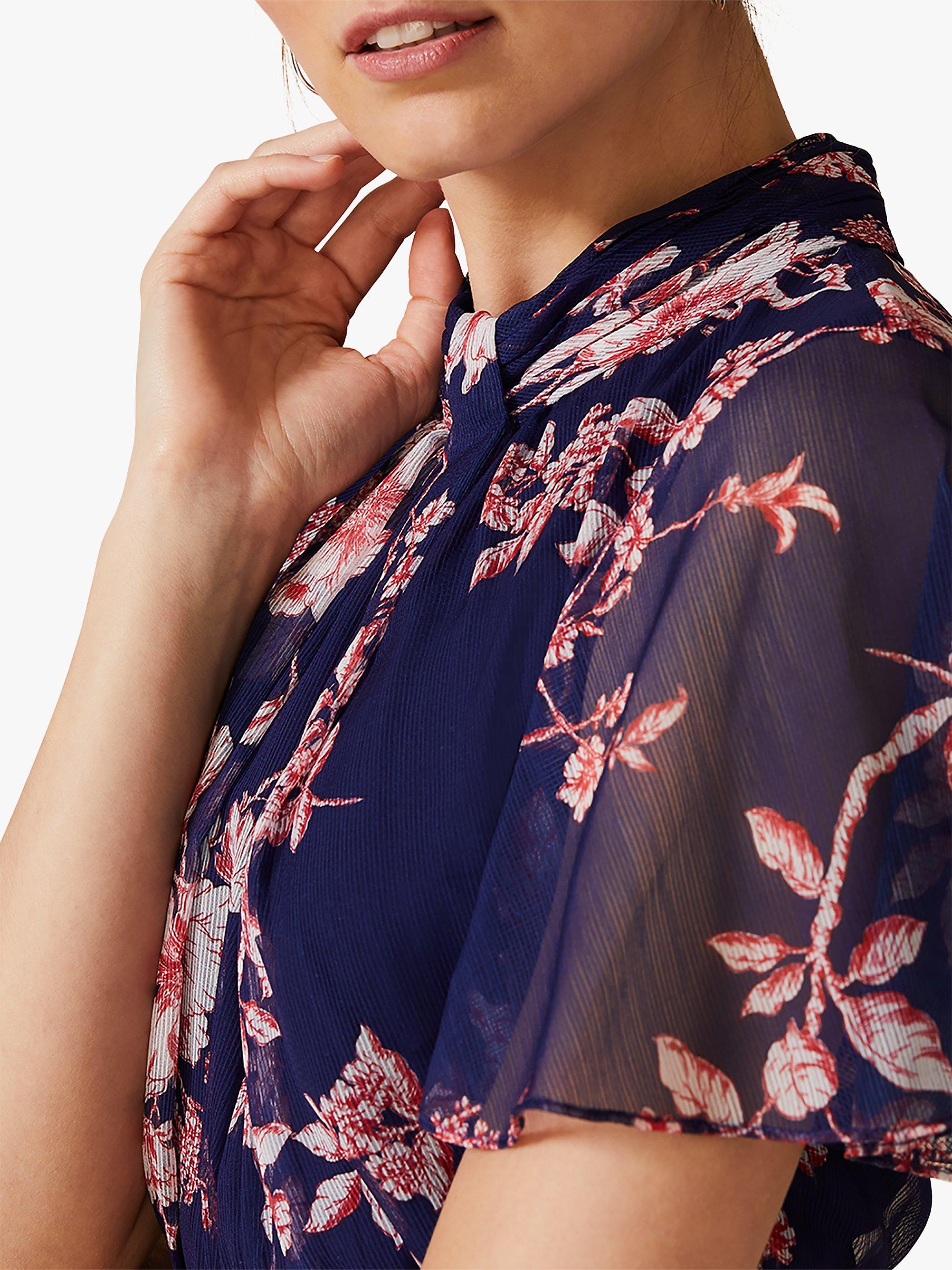 Phase Eight Maya Printed Georgette Dress, Lapis/Multi