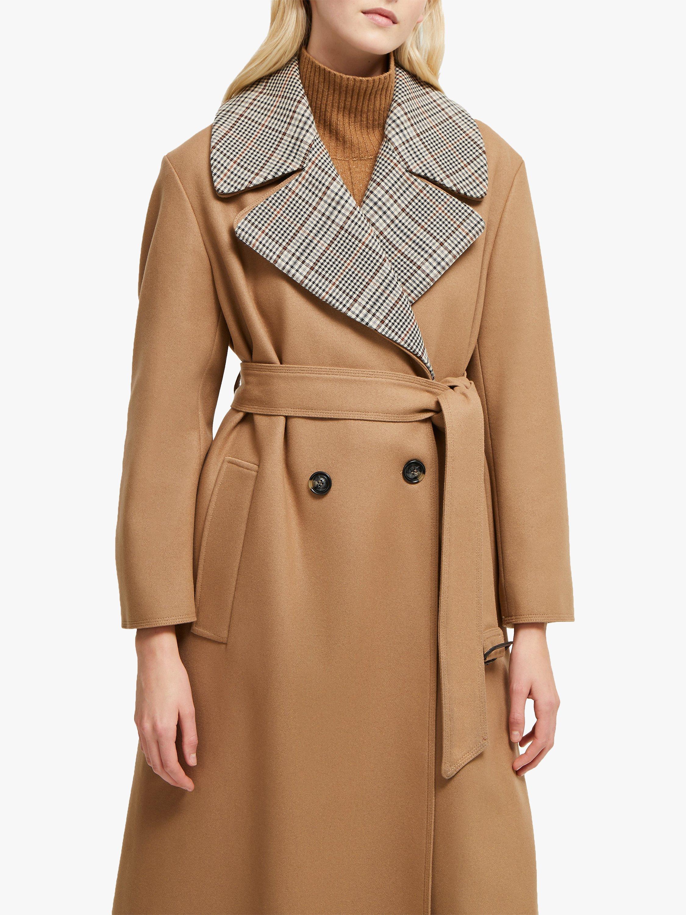French Connection Carmelita Check Insert Coat, Camel
