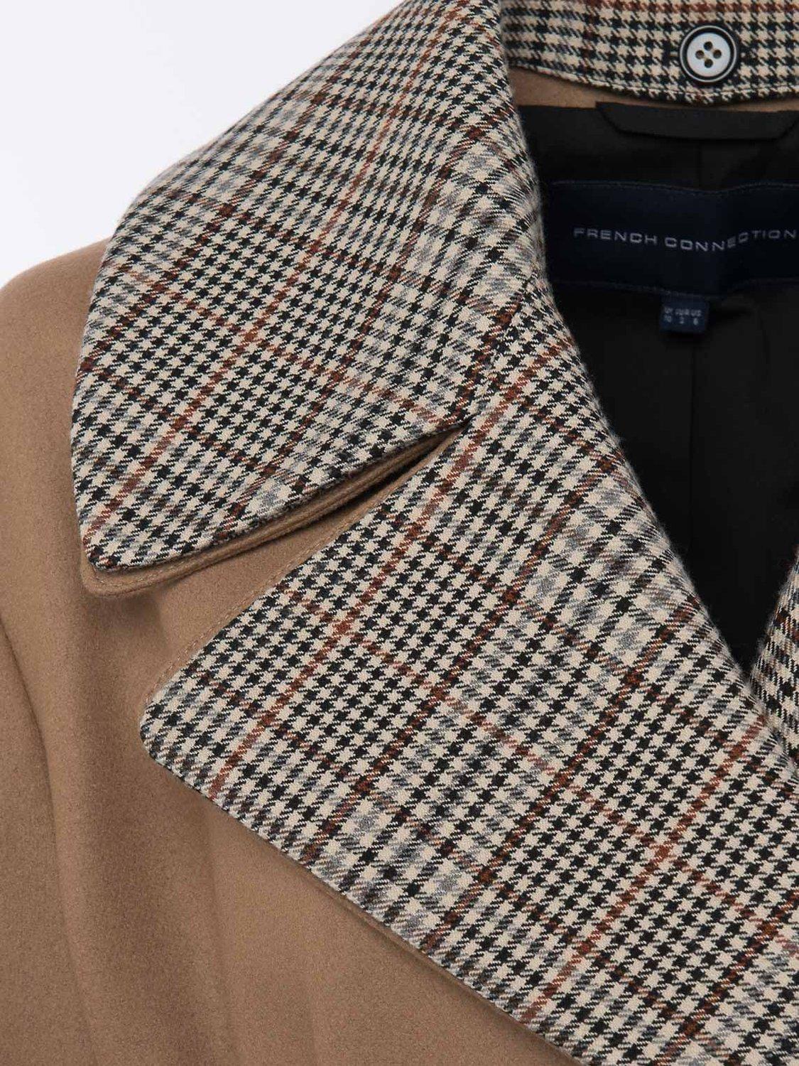 French Connection Carmelita Check Insert Coat, Camel
