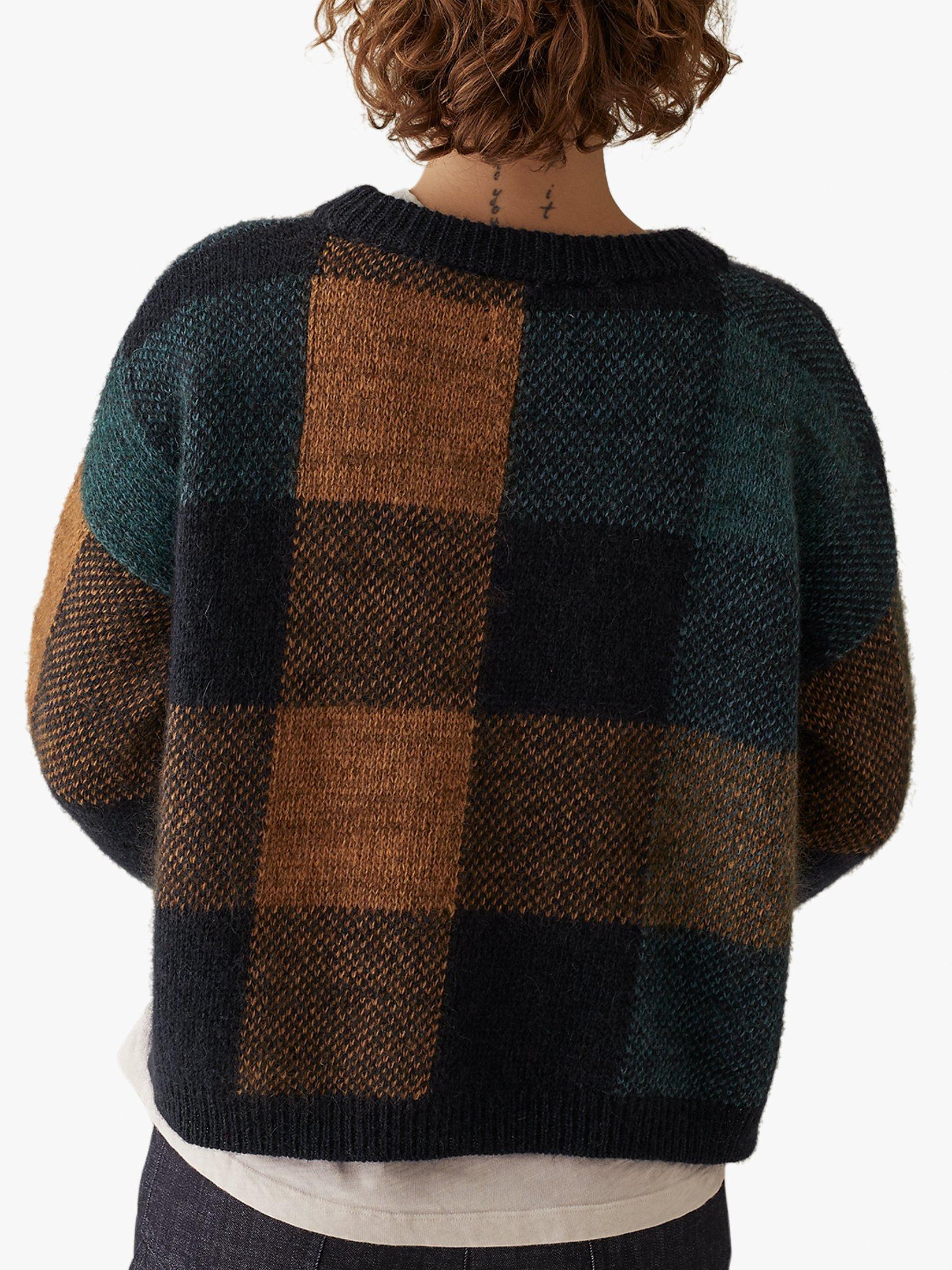 Toast Wool Mohair Check Jumper, Navy/Multi