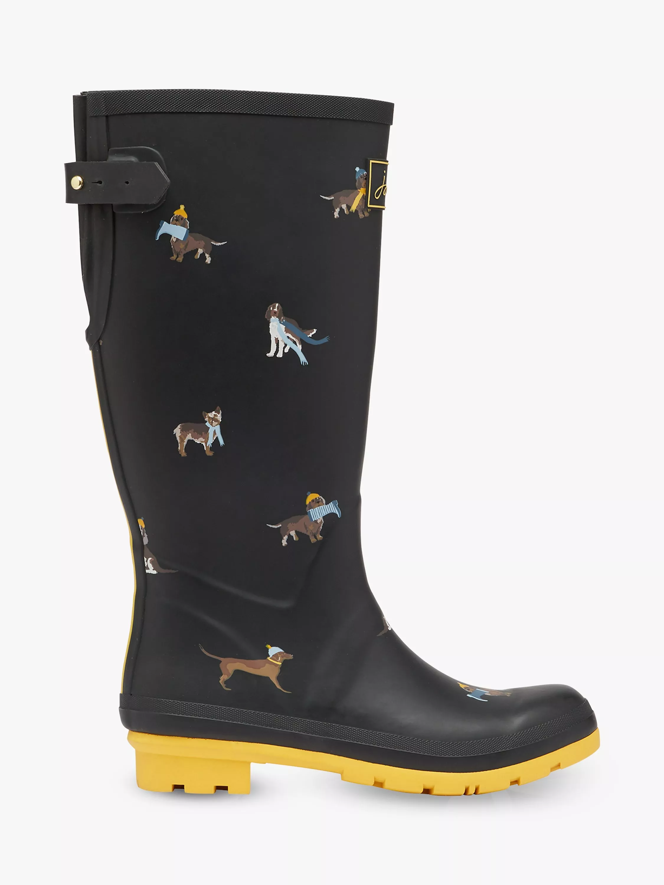 Joules Dog Print Wellington Boots, Black