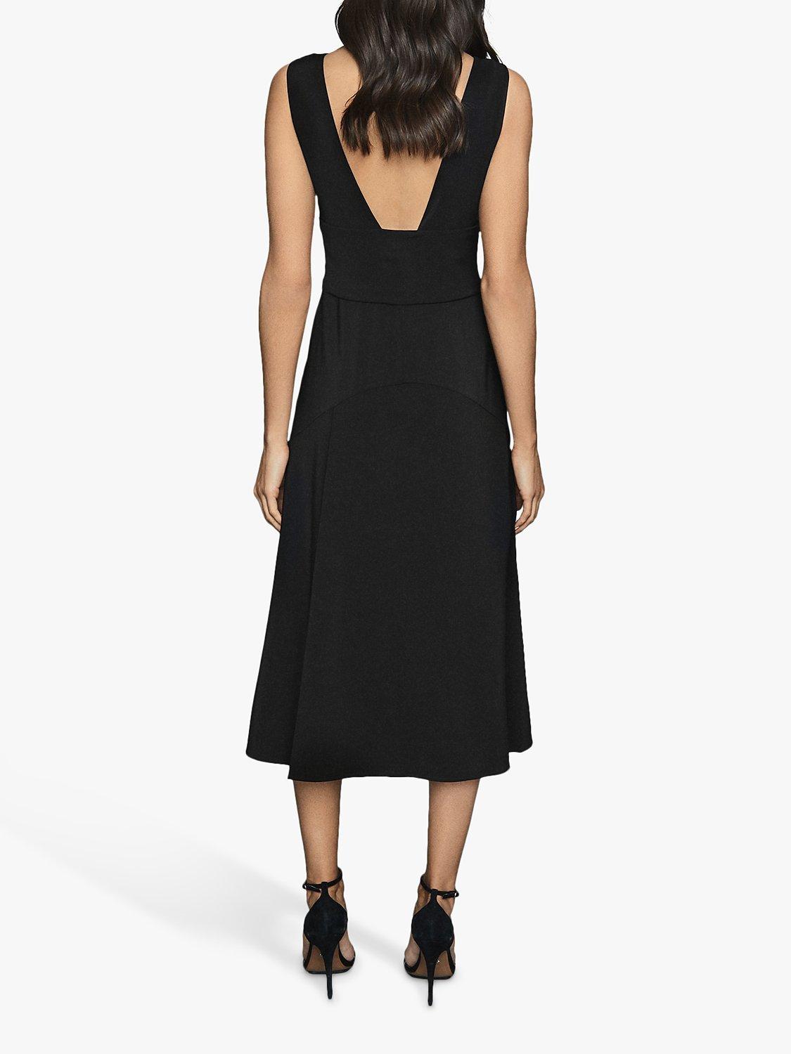 Reiss Adele Plunge Neck Midi Dress, Black