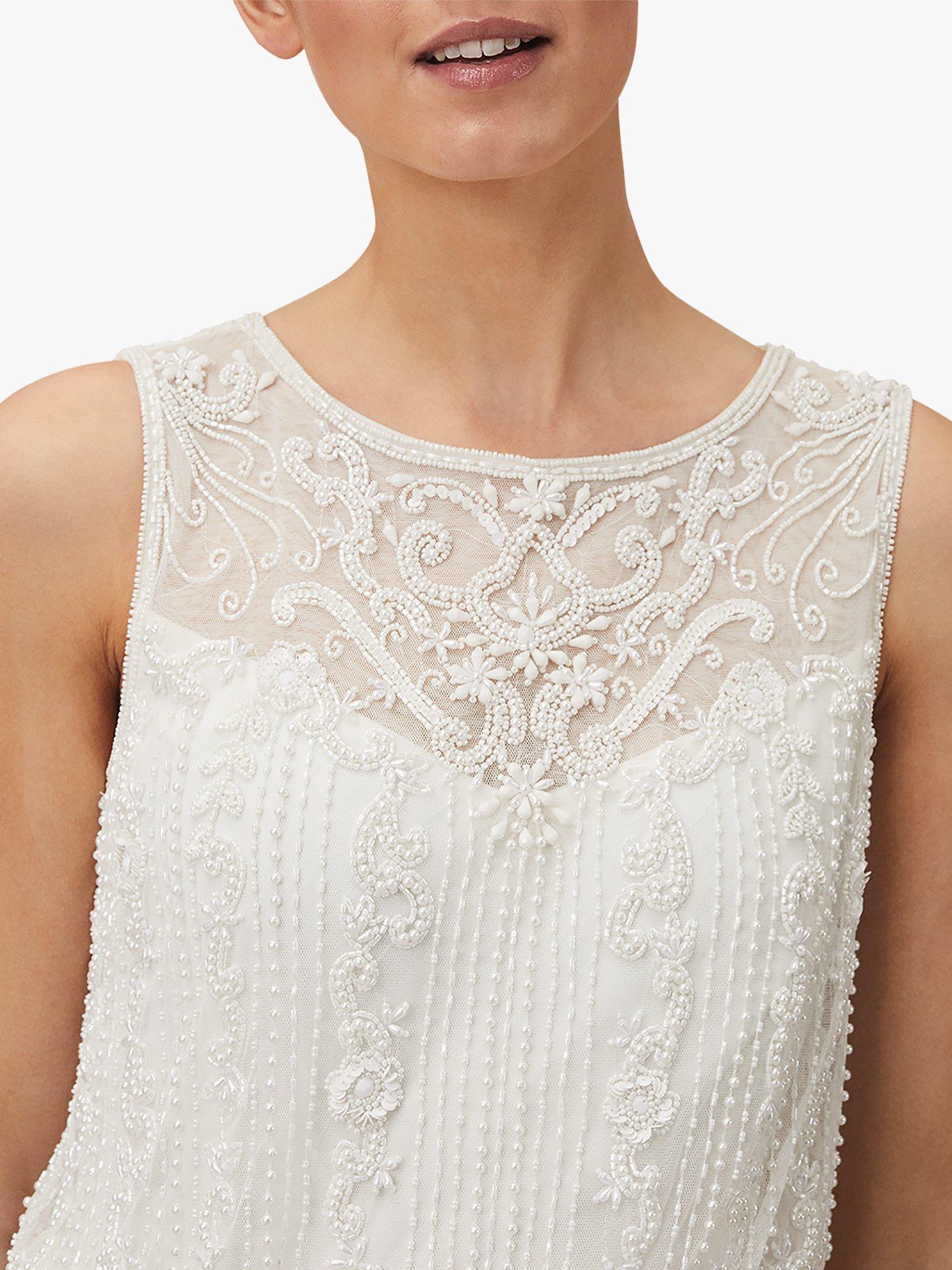 Phase Eight Evalina Embellished Wedding Dress, Pale Cream