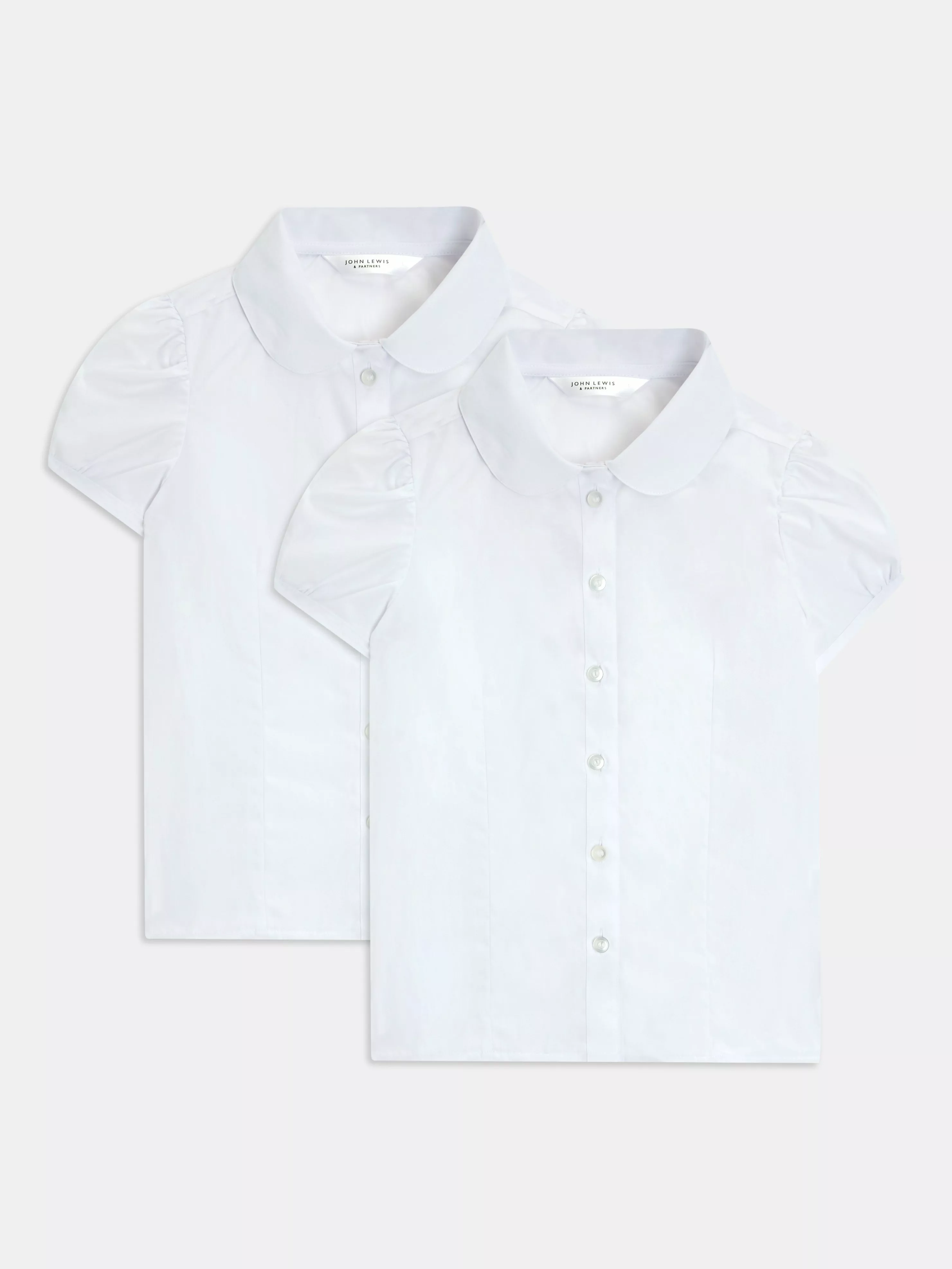 John Lewis Girls' Easy Care Cap Sleeve School Blouse, Pack of 2, White