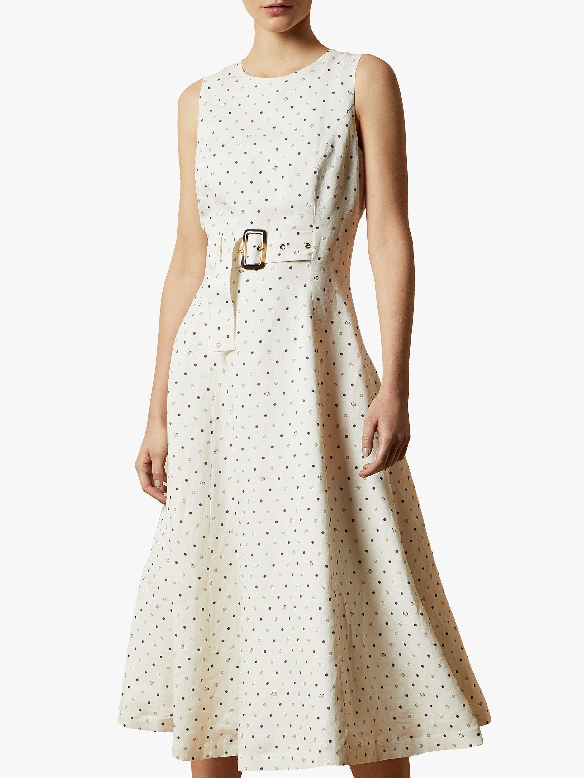 Ted Baker Caryla Spot Belted Dress, Ivory