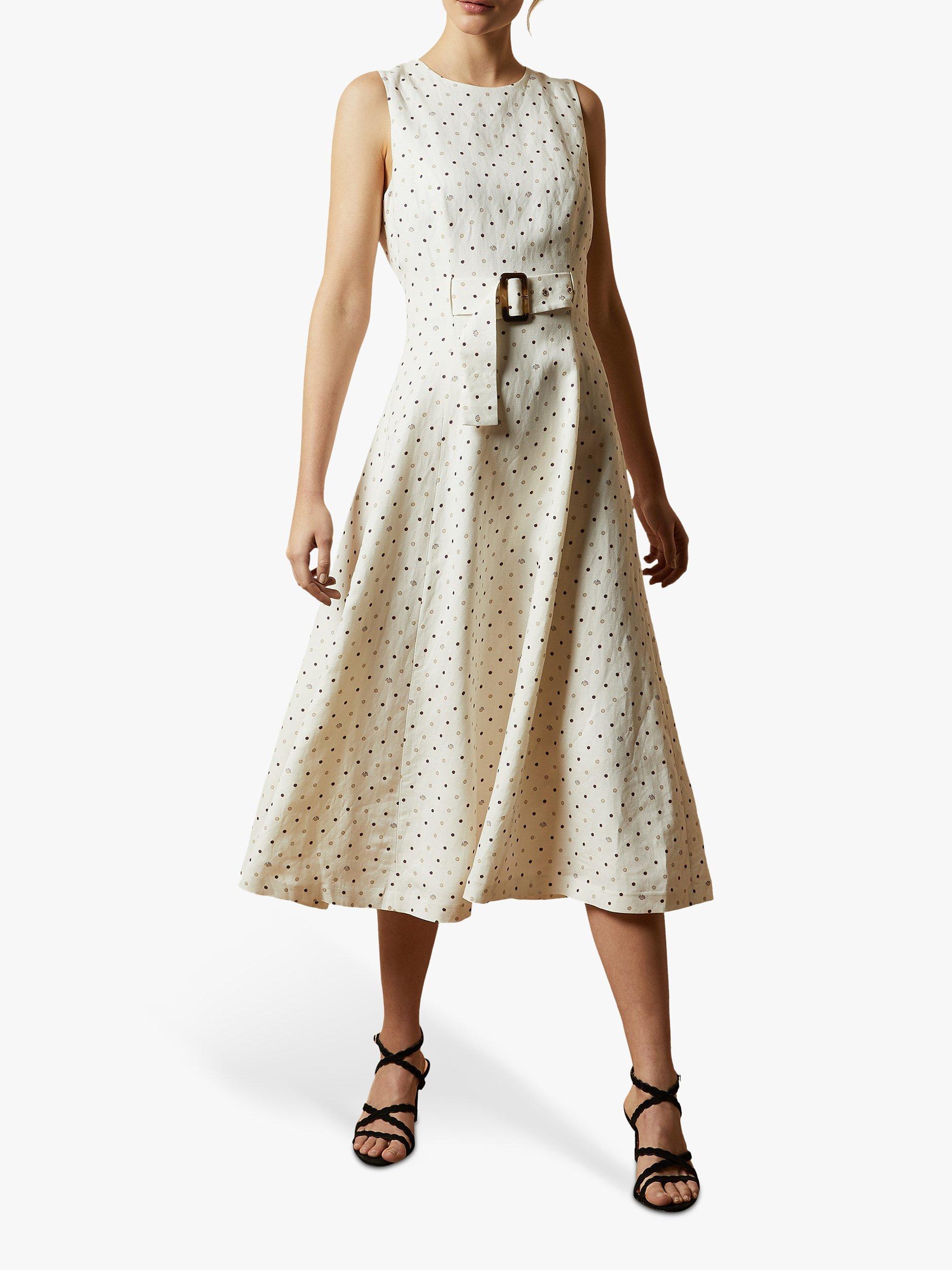 Ted Baker Caryla Spot Belted Dress, Ivory