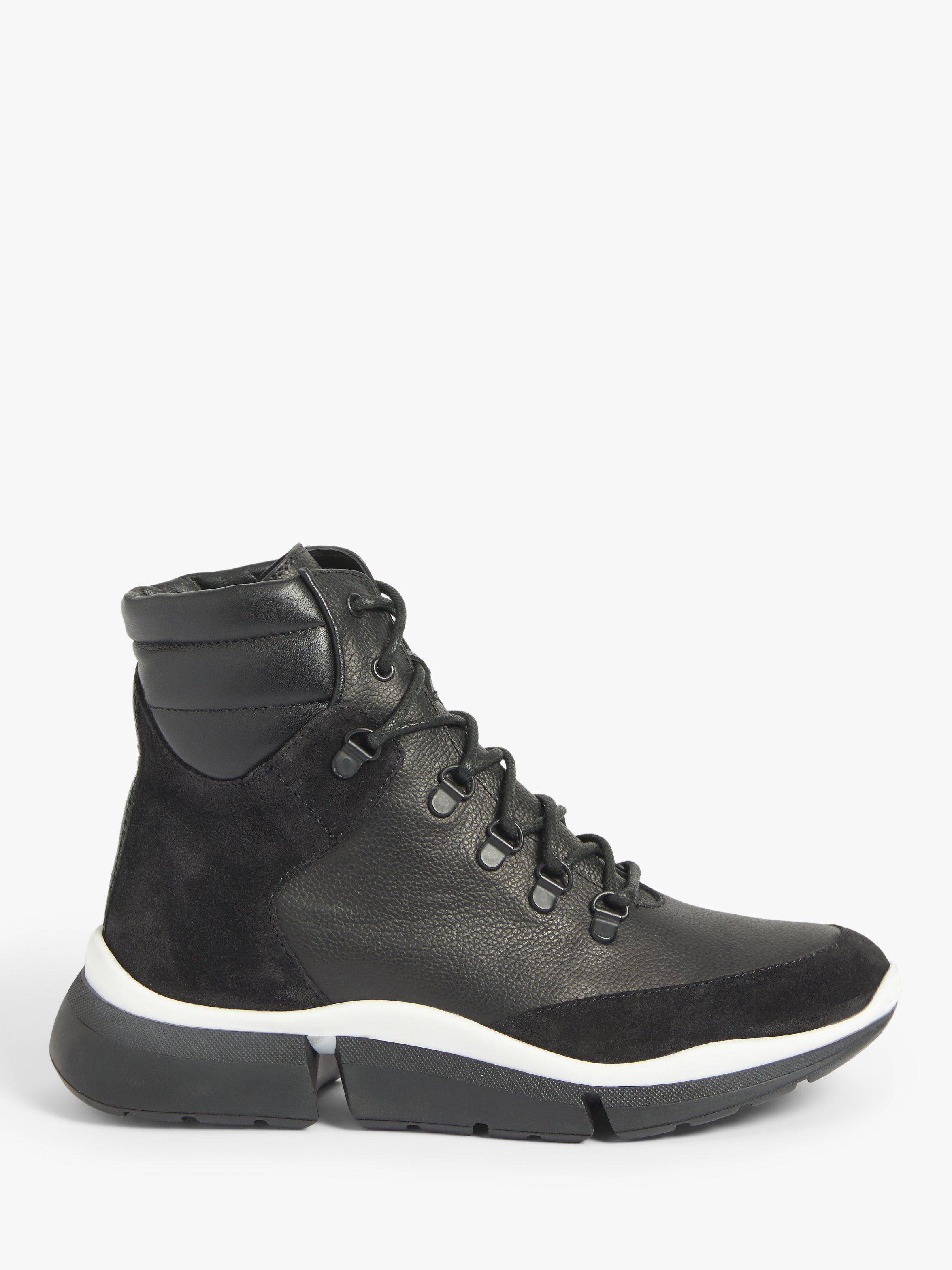 Kin Everest Leather Trainers, Black Tumble