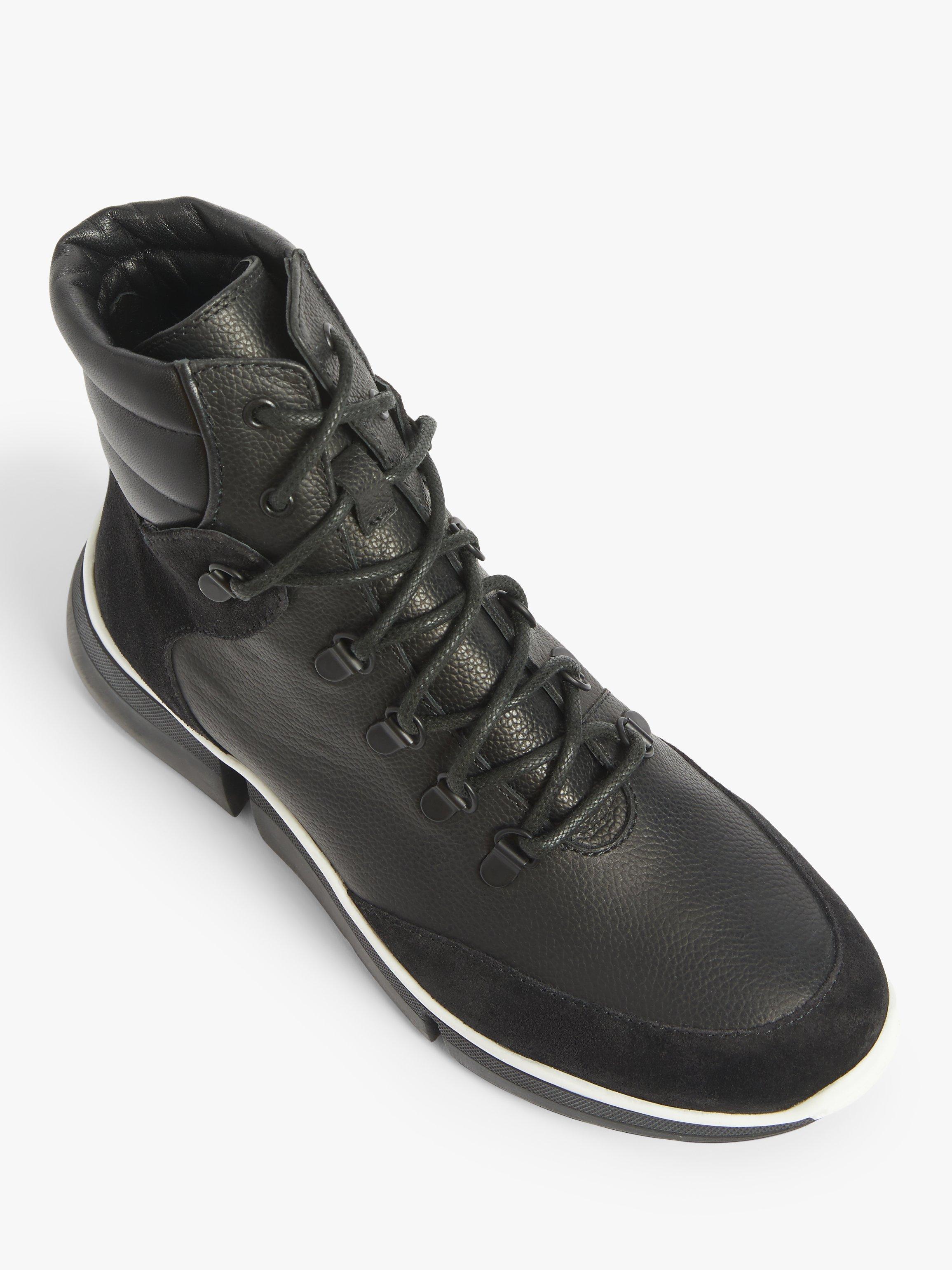 Kin Everest Leather Trainers, Black Tumble