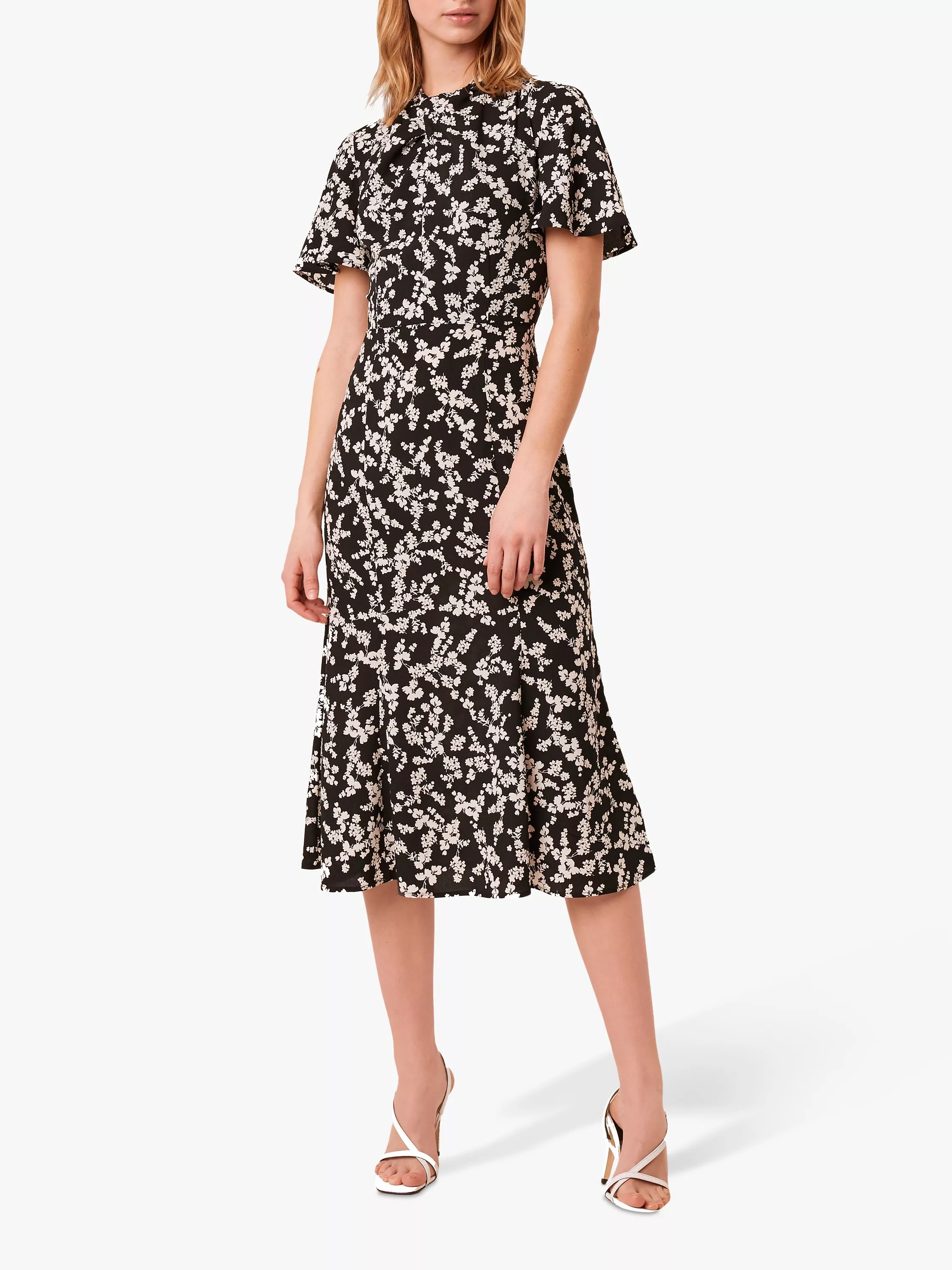 French Connection Bruna Floral Midi Dress, Black/Multi, 8