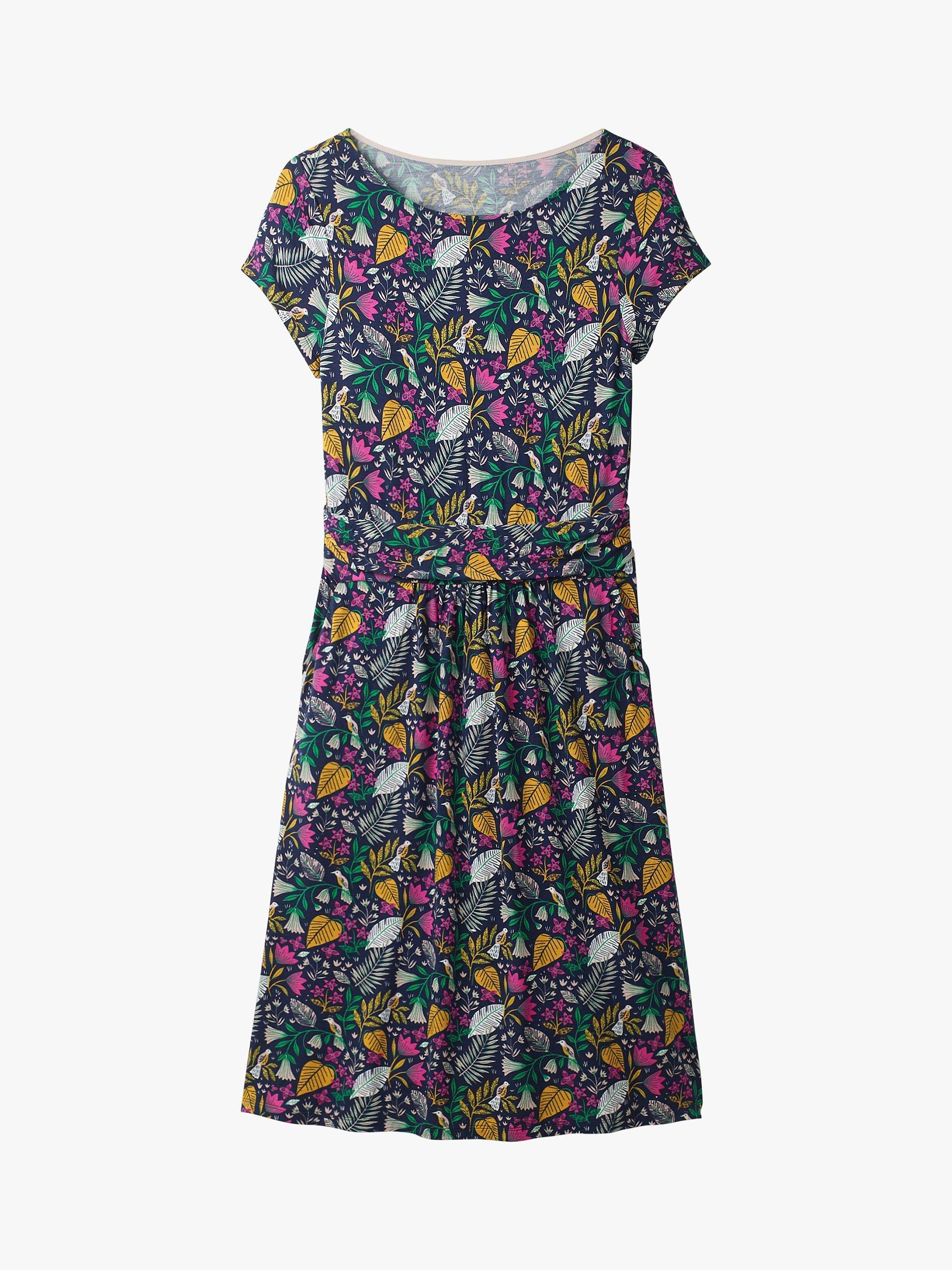 Boden Amelie Floral Print Jersey Dress, Navy/Paradise, 8