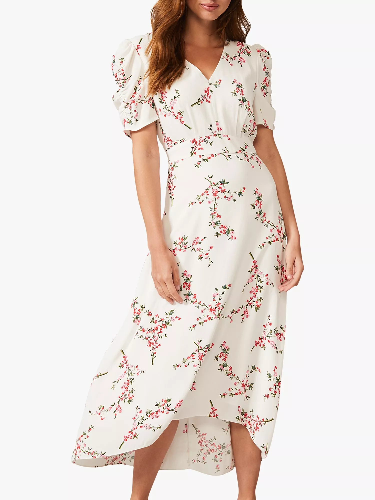 Phase Eight Mae Floral Maxi Dress, Ivory/Blush