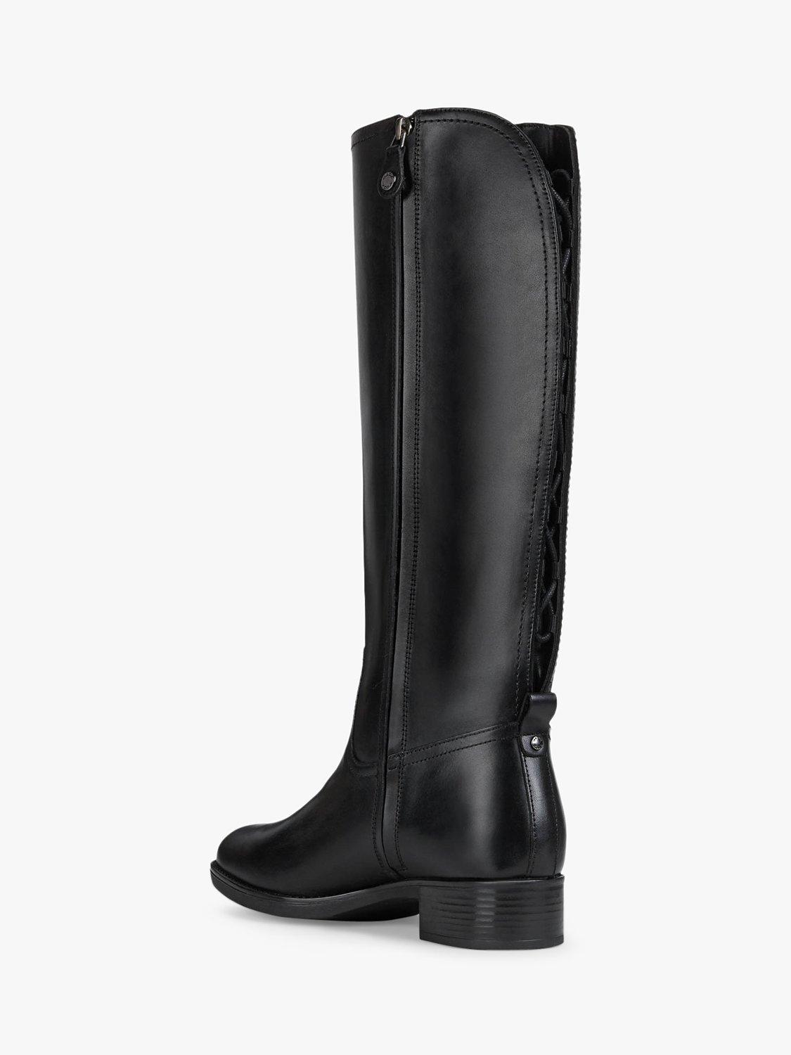 Geox Felicity D Leather Riding Style Knee Boots, Black