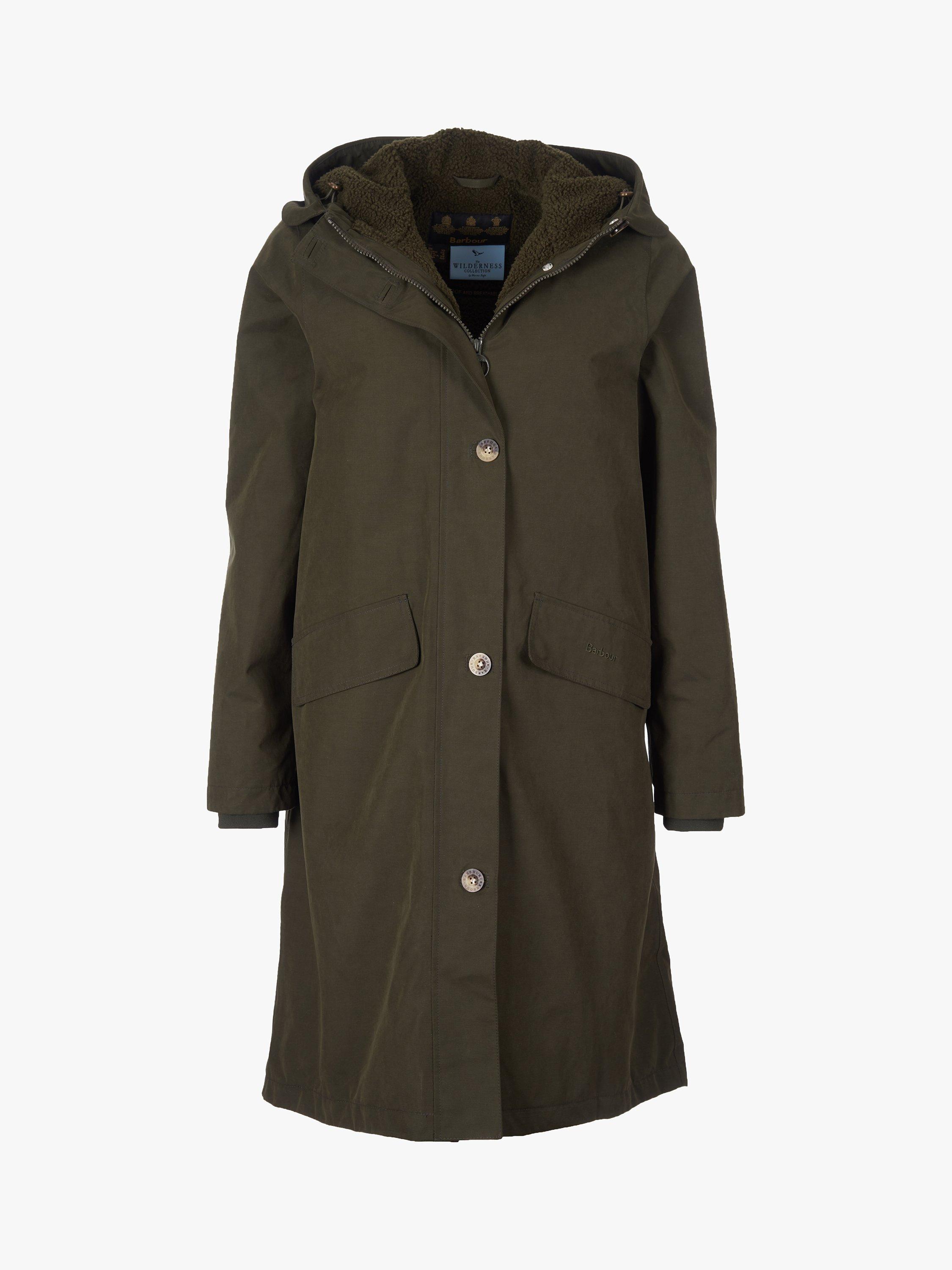 Barbour Wilderness Collection Limestone Waterproof Mid Length Jacket, Green