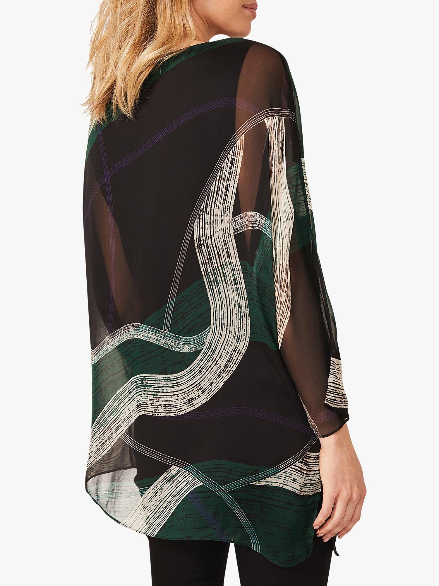 Phase Eight Alyssa Abstract Print Silk Blouse, Green/Black, M