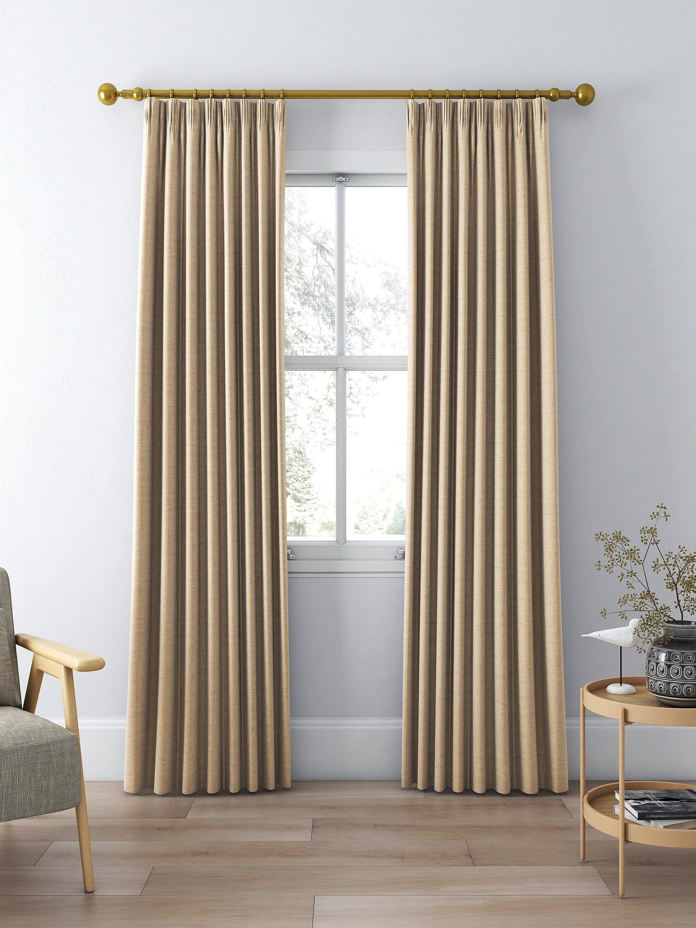 John Lewis Textured Weave Recycled Polyester Pair Blackout Thermal Lined Pencil Pleat Curtains Natural