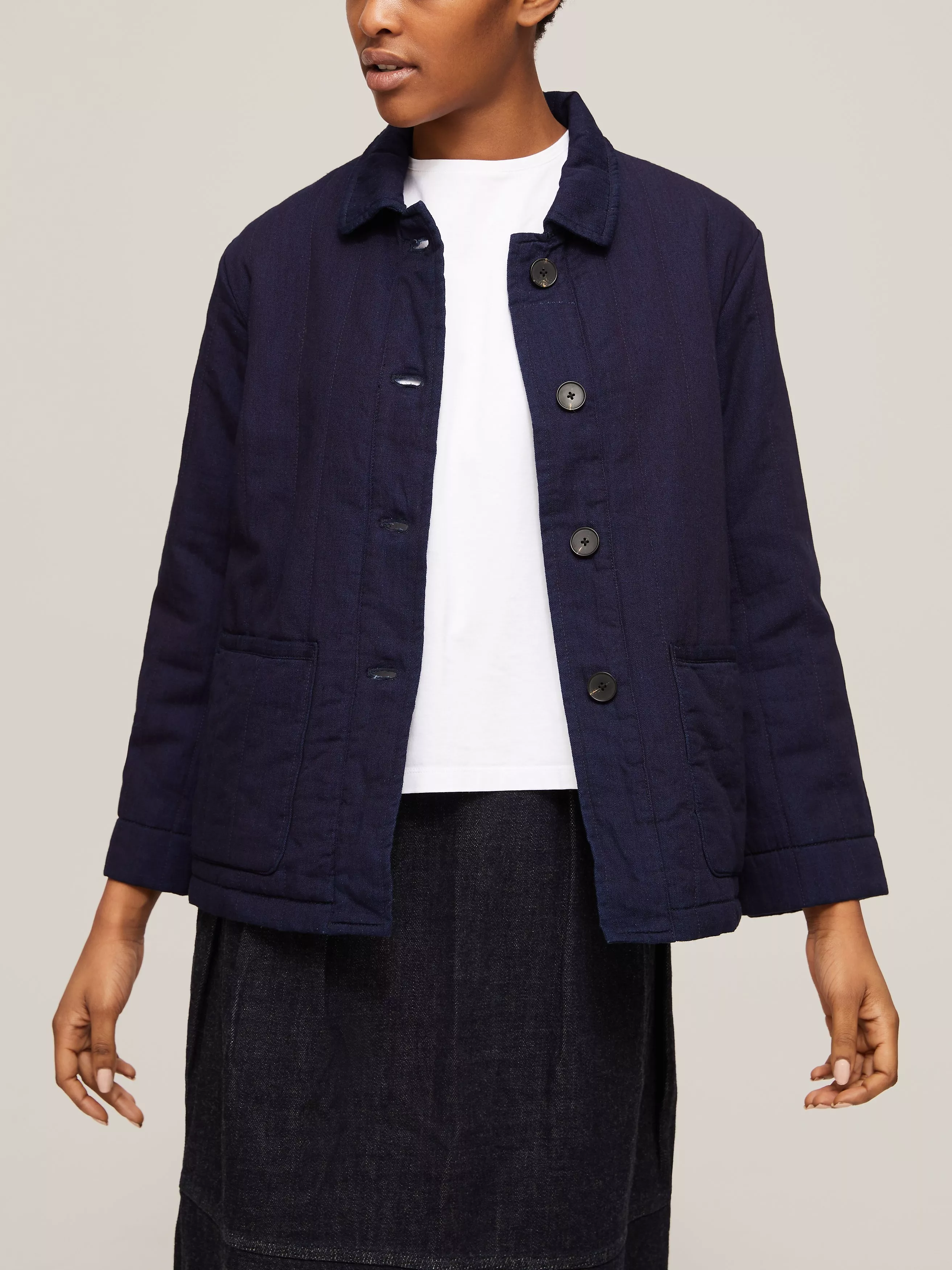 Toast Twill Quilted Jacket, Indigo