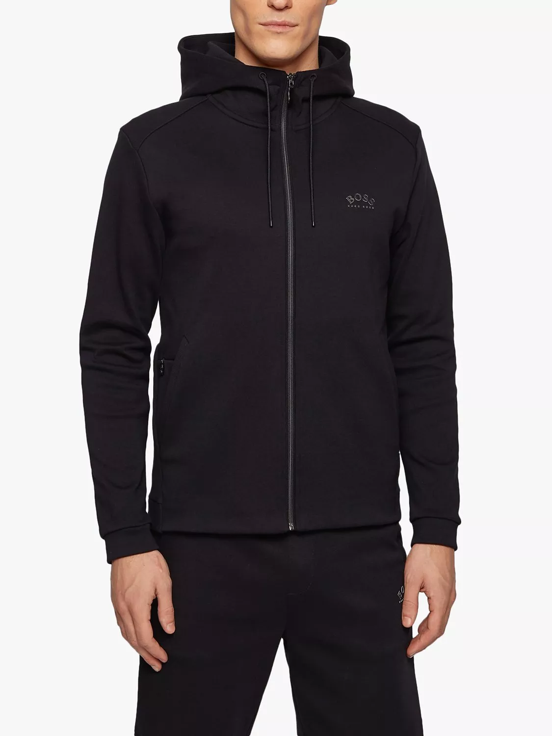 BOSS Saggy Zip Up Hoodie Black