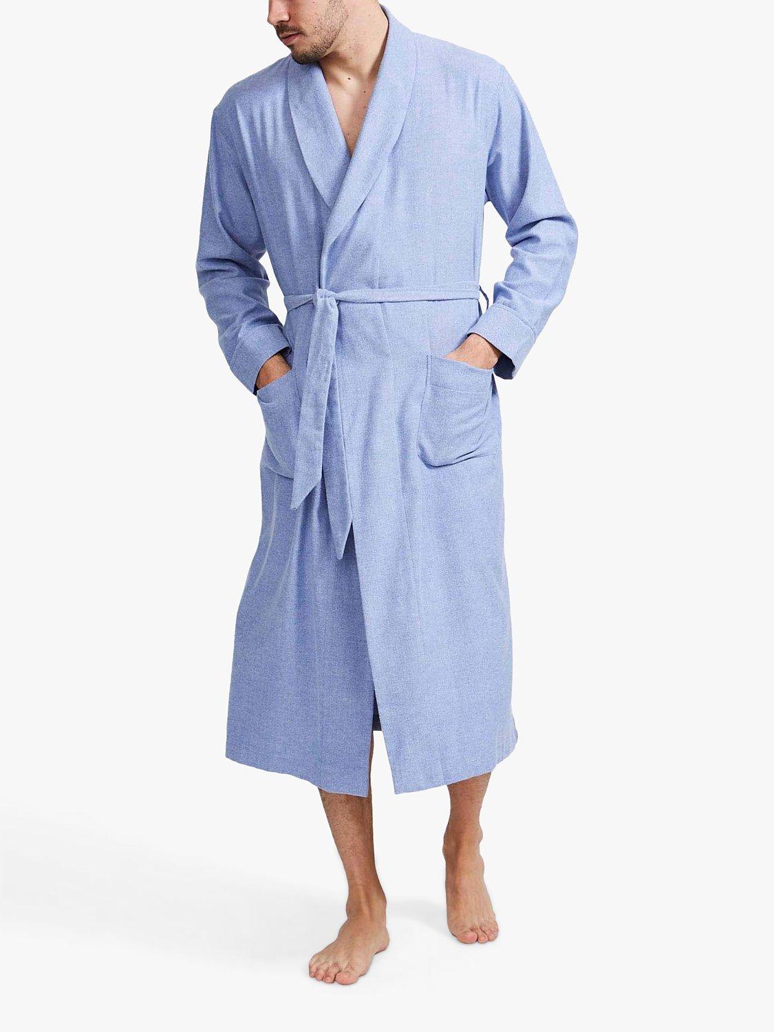 British Boxers Herringbone Brushed Cotton Dressing Gown, Staffordshire Blue