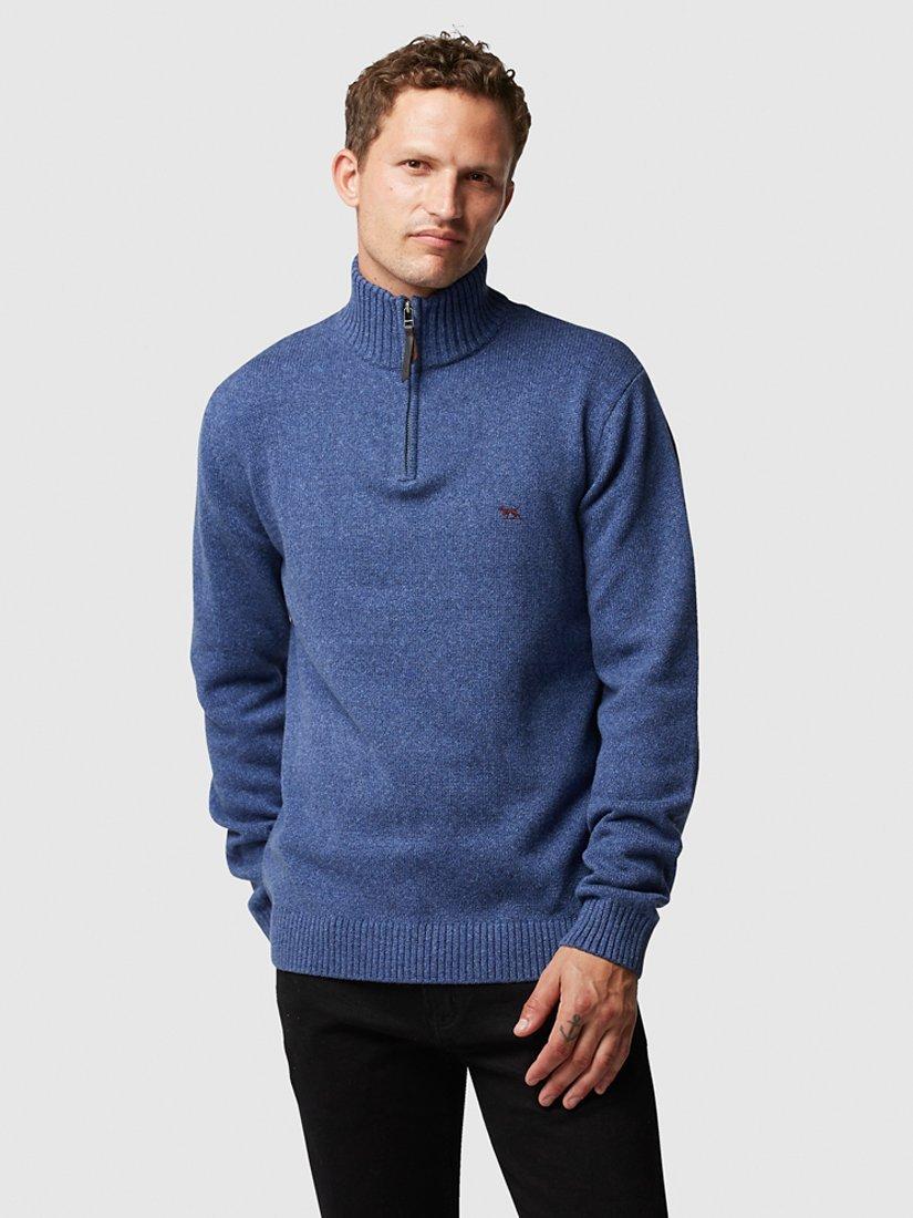 Rodd & Gunn Merrick Bay Cotton Quarter Zip Neck Jumper, Denim