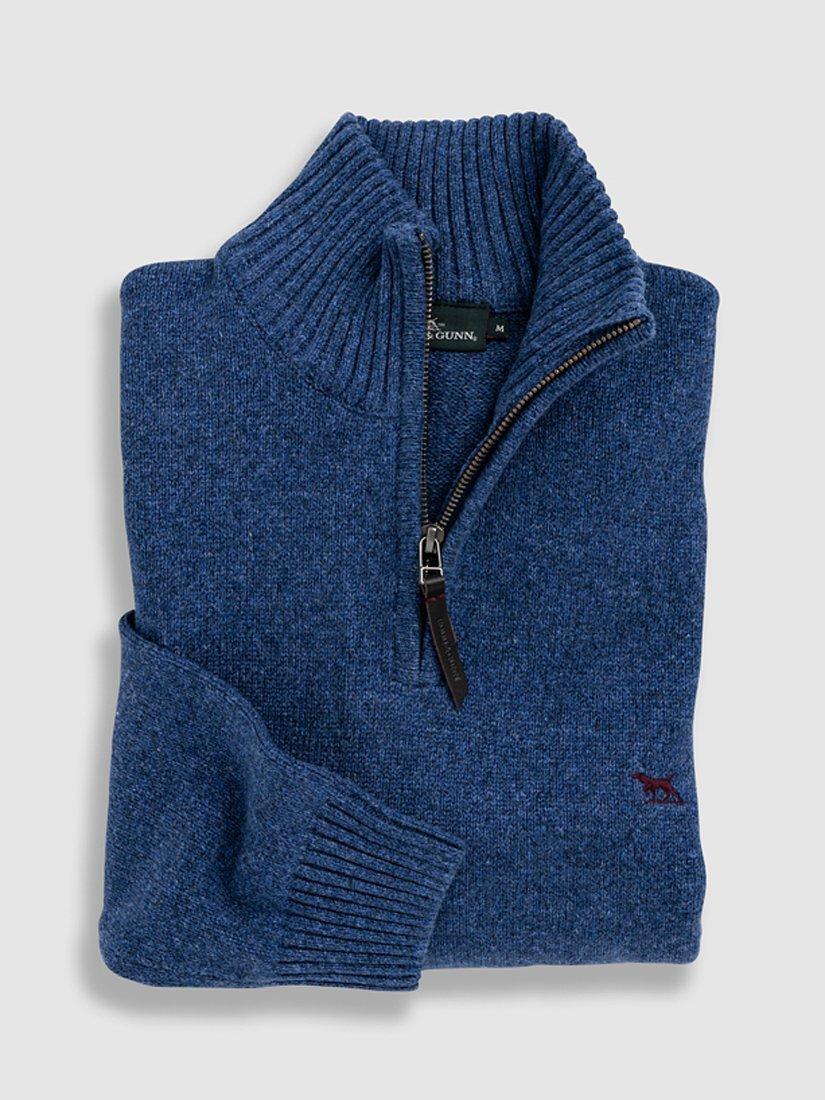 Rodd & Gunn Merrick Bay Cotton Quarter Zip Neck Jumper, Denim
