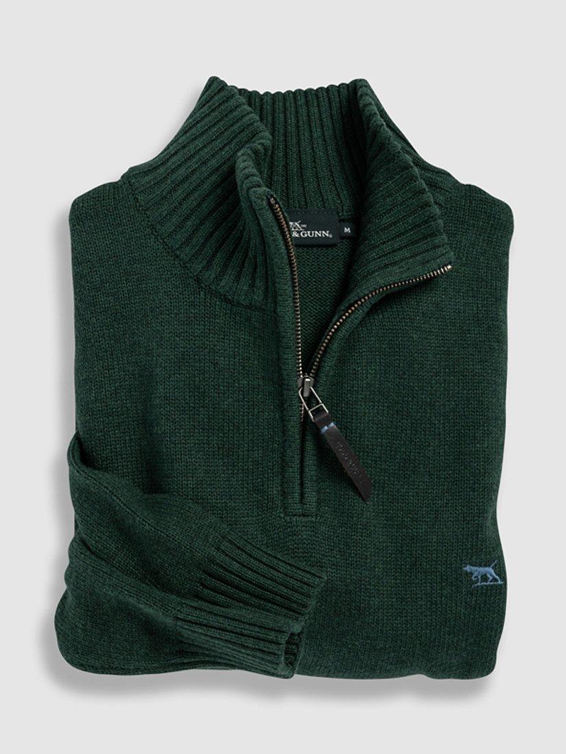 Rodd & Gunn Merrick Bay Cotton Quarter Zip Neck Jumper, Forest