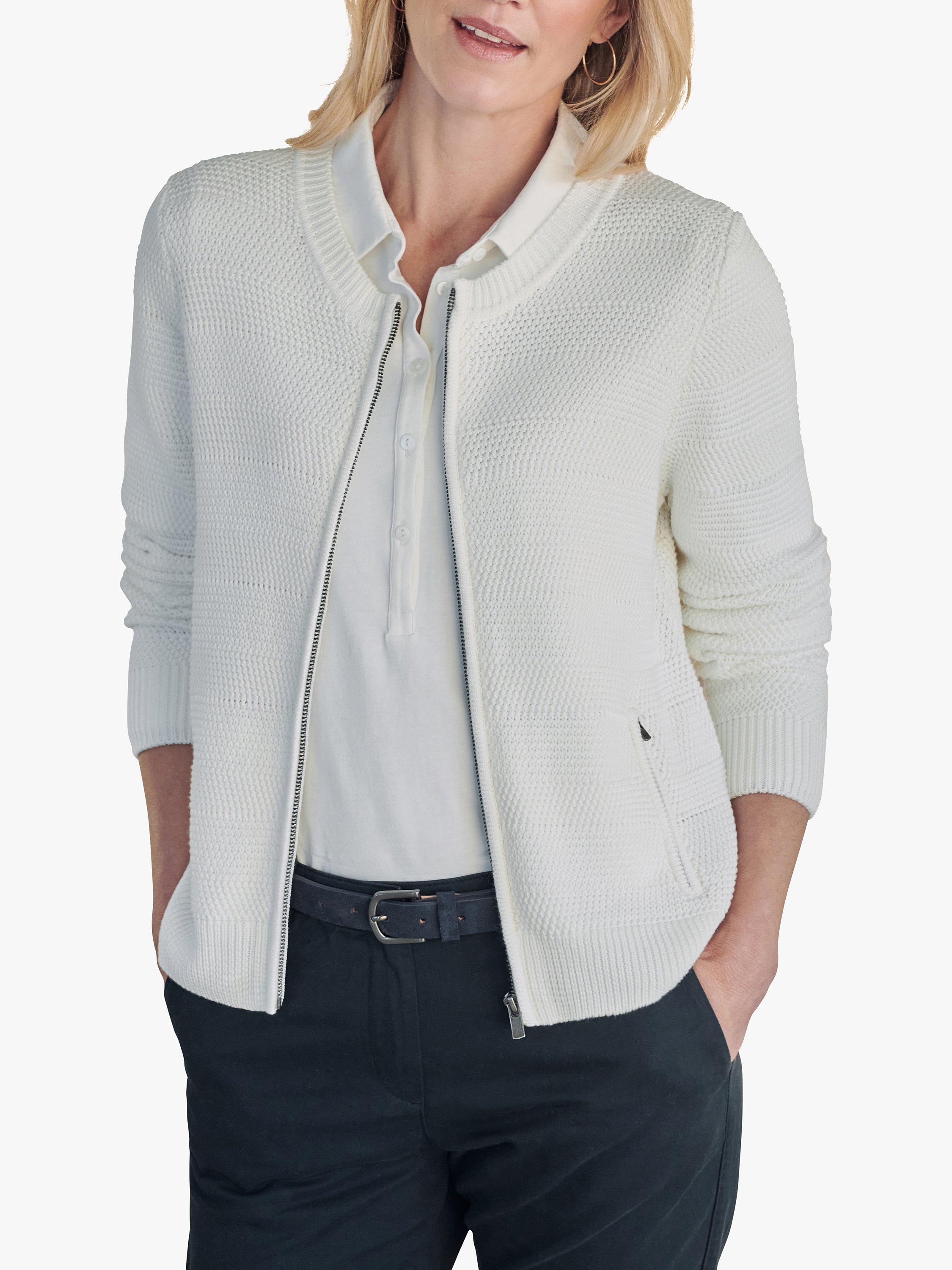 Pure Collection Knitted Zip Front Jacket, White