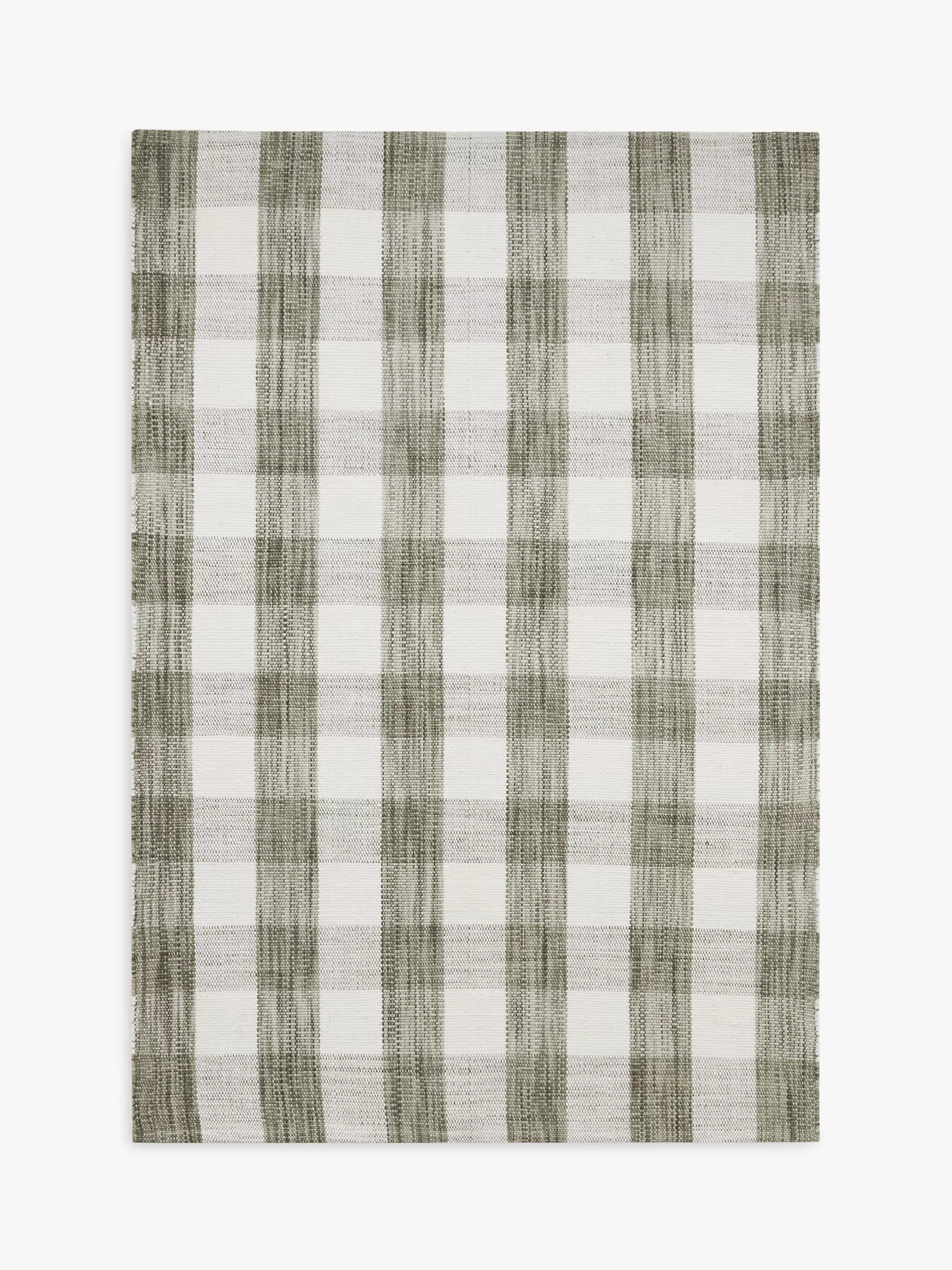 John Lewis Gingham Check Rug, Green, L180 x W120 cm