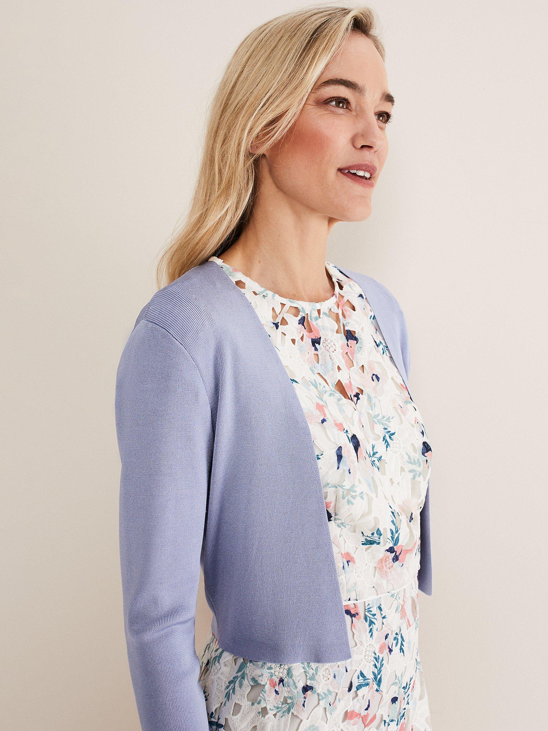 Phase Eight Salma Cropped Cardigan, Cornflower