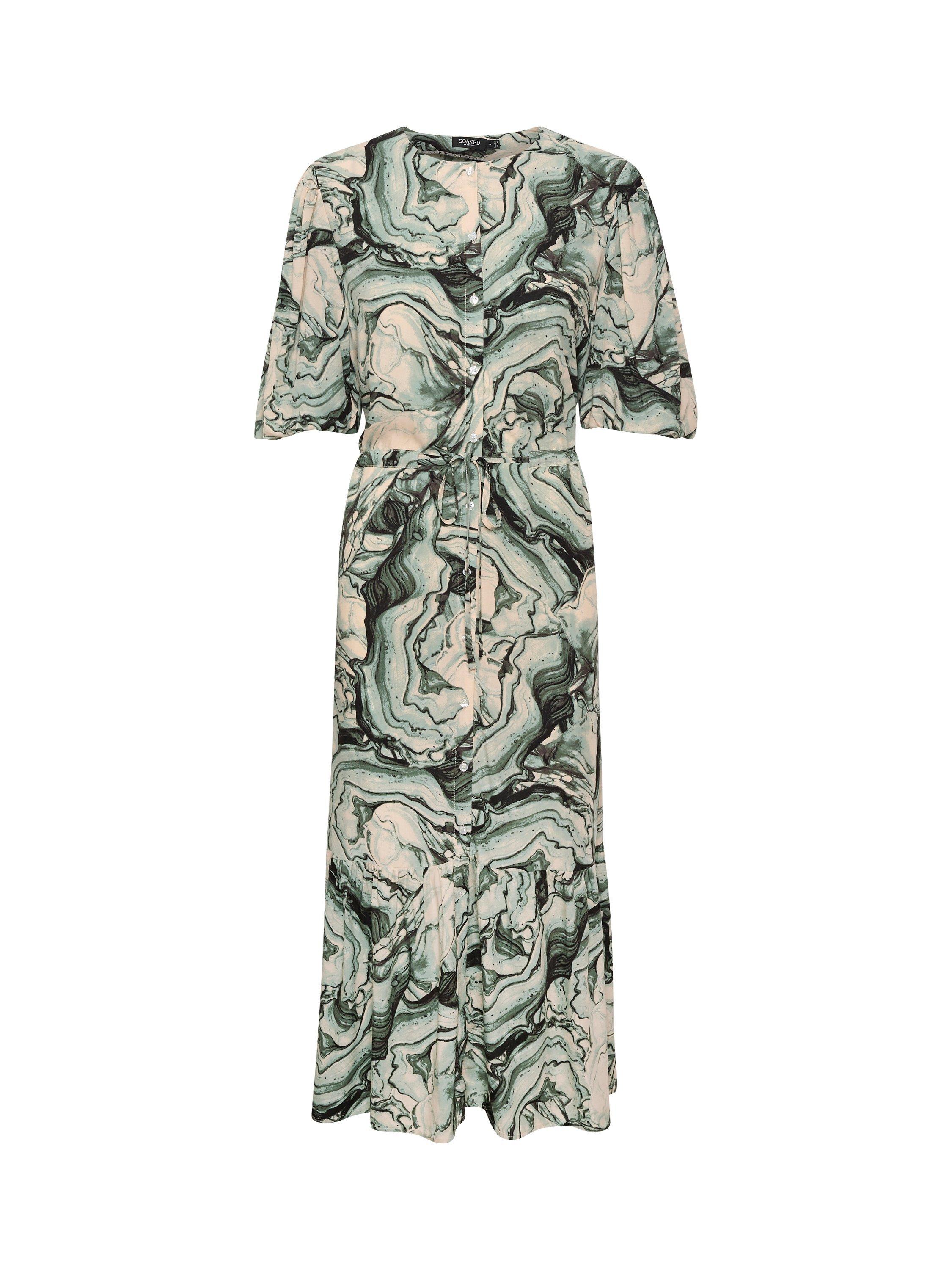 Soaked In Luxury Livinna Marble Midi Dress, Green