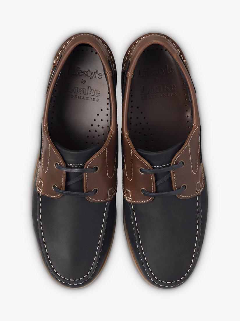 Loake Lymington Oiled Nubuck Boat Shoes, Navy/Brown