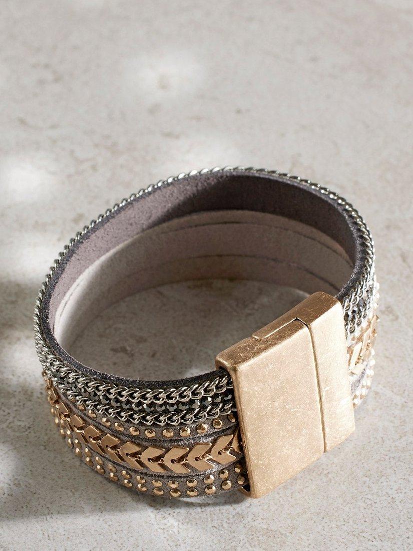 Mint Velvet Embellished Statement Cuff, Gold/Silver