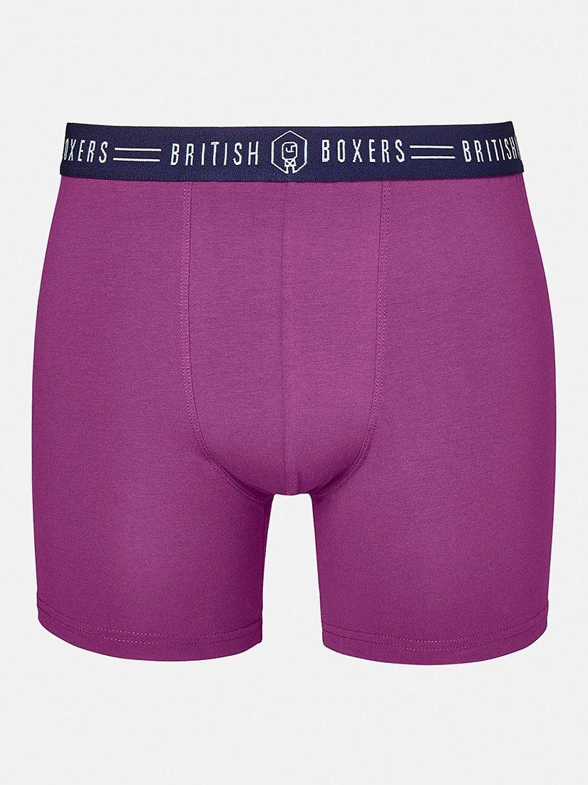 British Boxers Logo Band Trunks, Pack of 3, Bourbon Mix