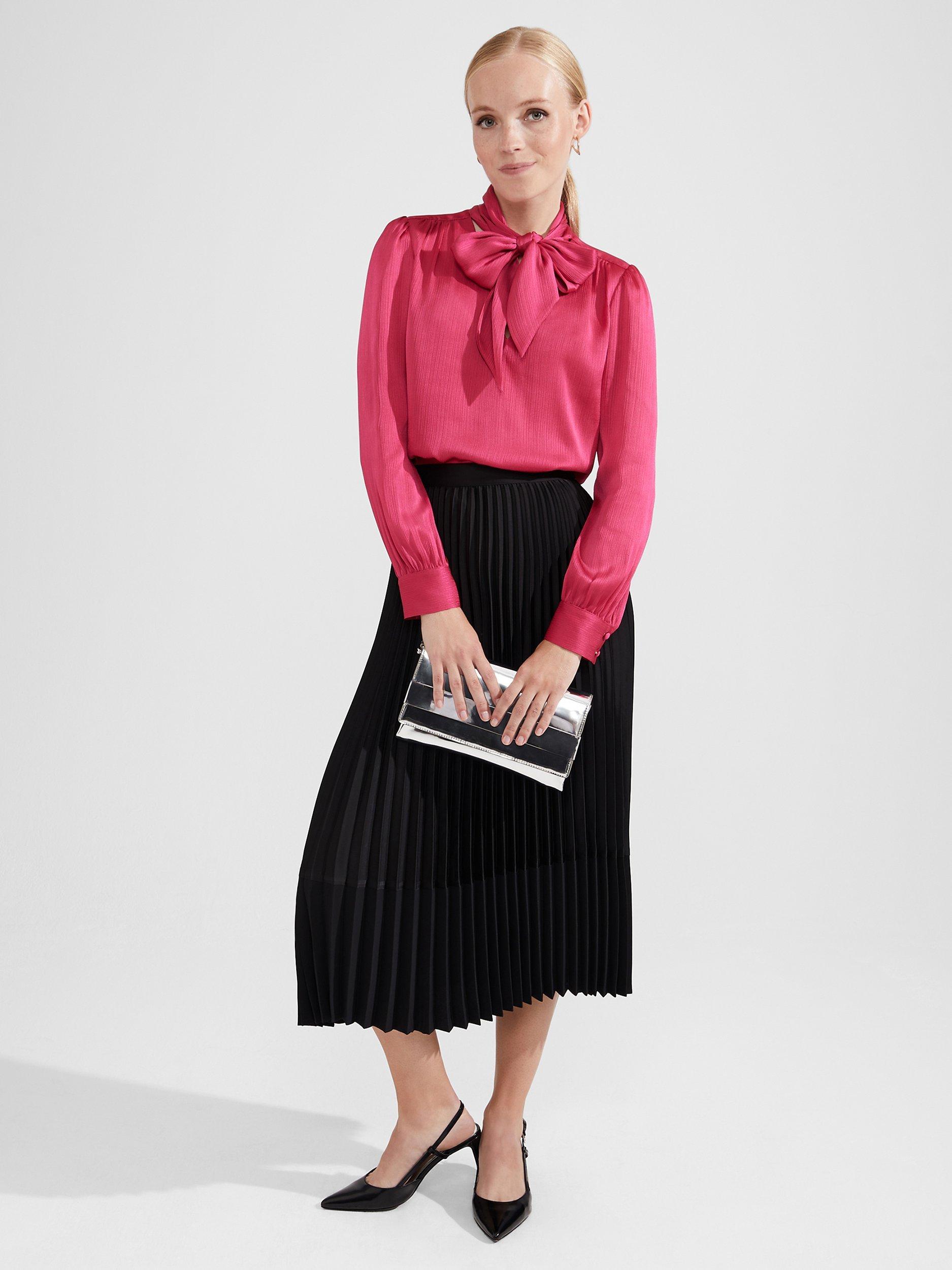 Hobbs Dorset Tie Neck Blouse, Pink