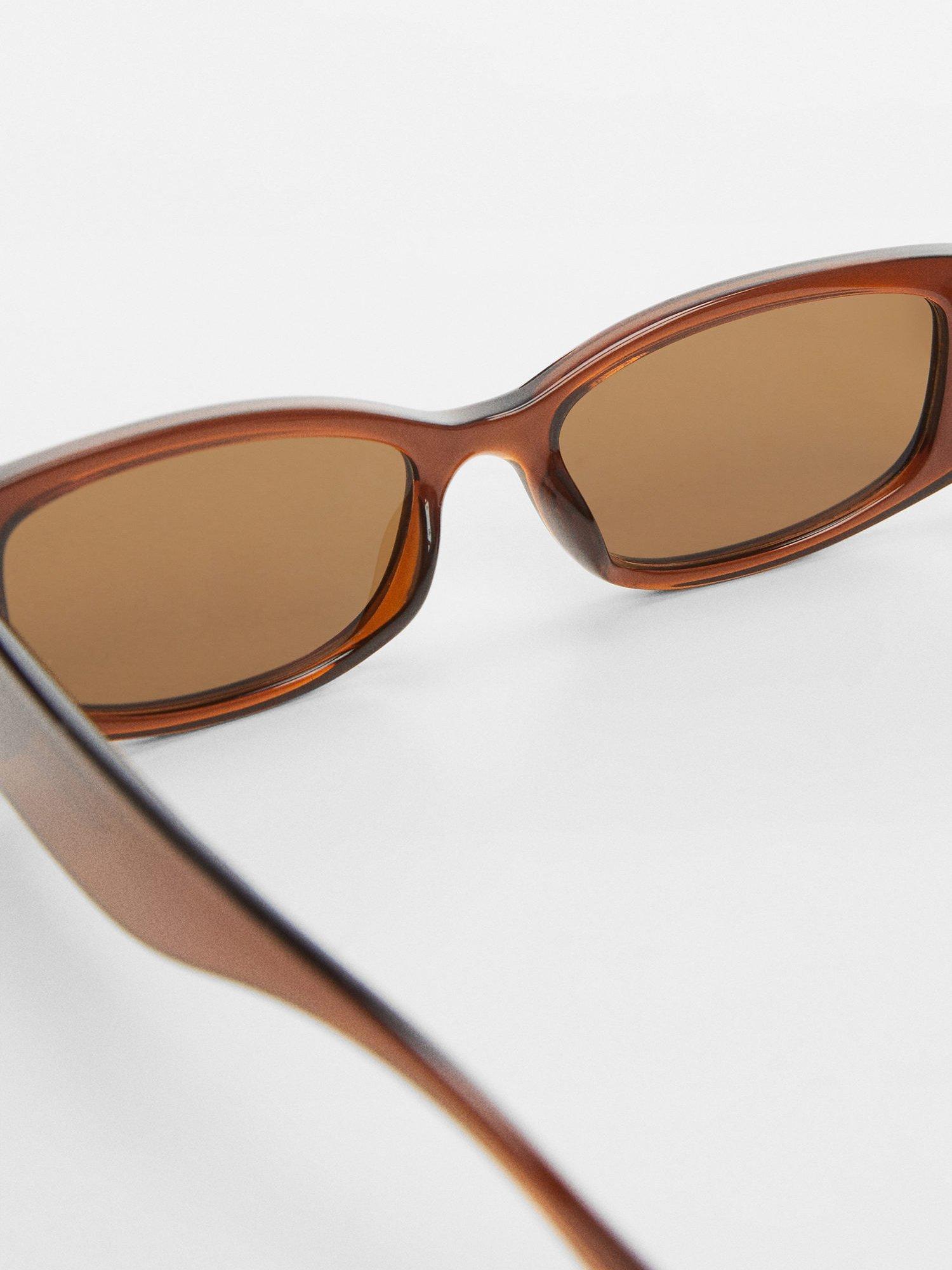 Mango Women's Didi Rectangular Sunglasses, Brown