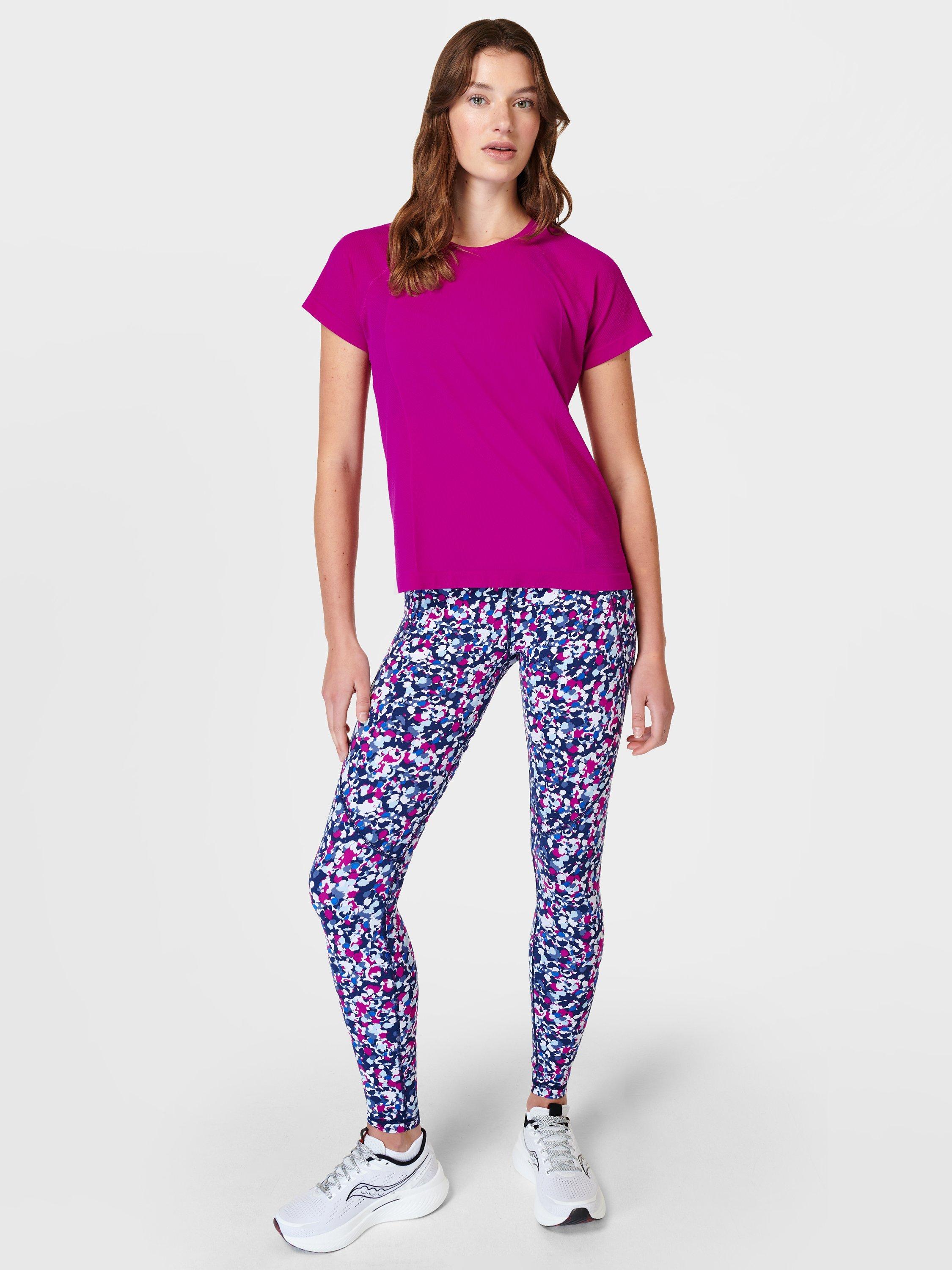 Sweaty Betty Athlete Seamless Featherweight T-Shirt, Magenta Fusion, M-L