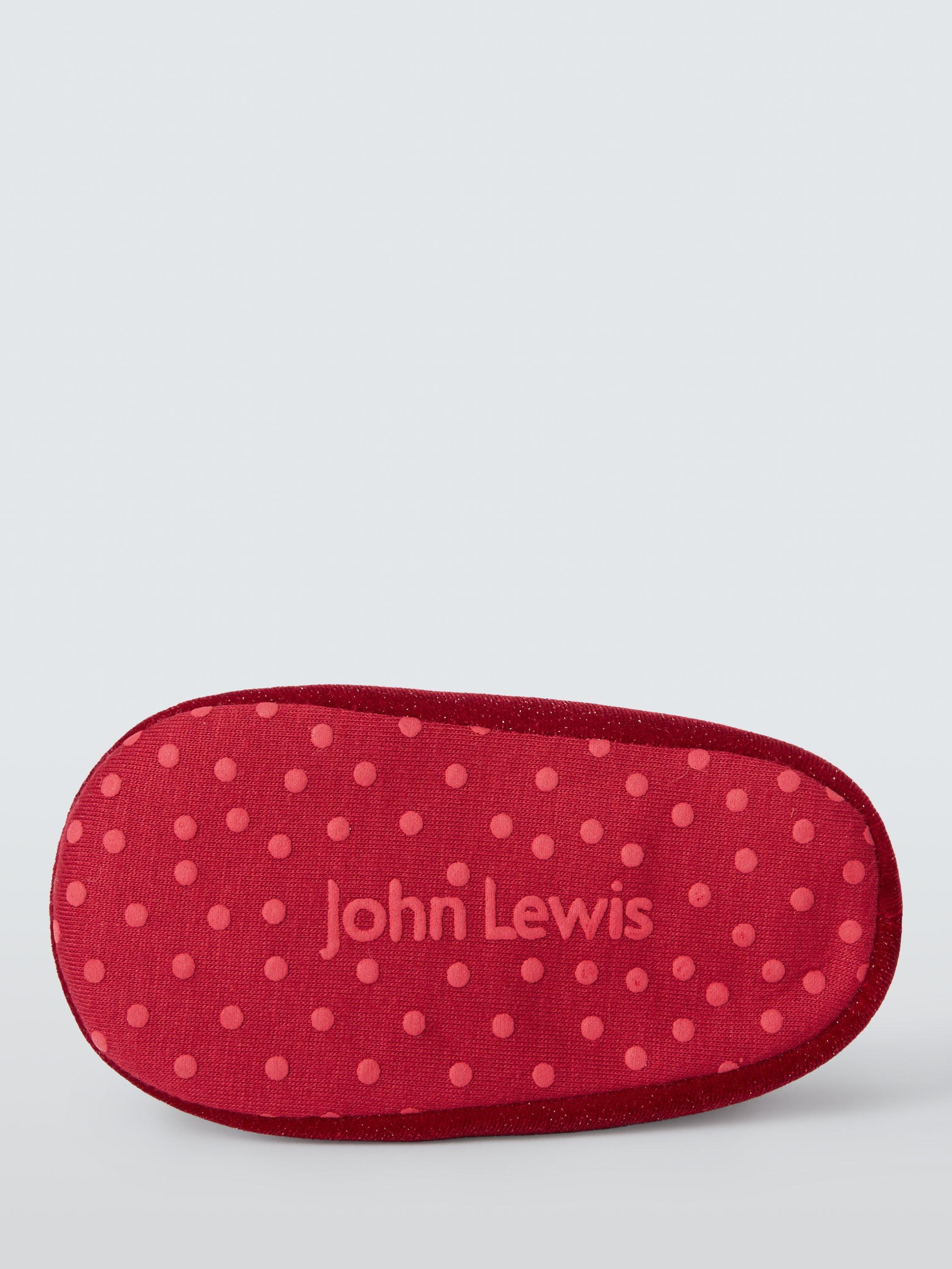 John Lewis Baby Glitter Bow Ballet Pram Shoes and Headband Set, Red