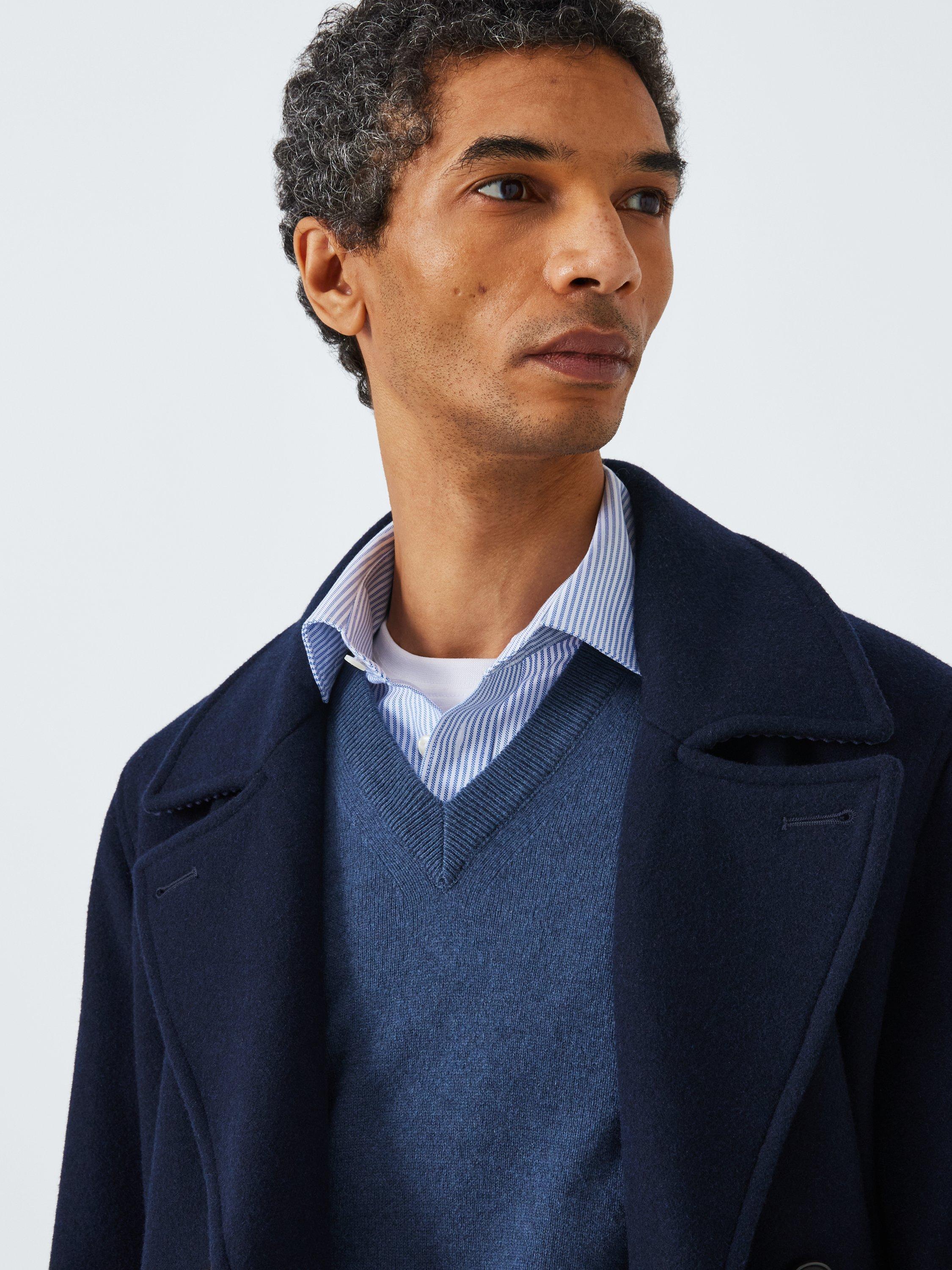 John Lewis Made in Italy Cashmere V-Neck Jumper, Blue Steel, XL